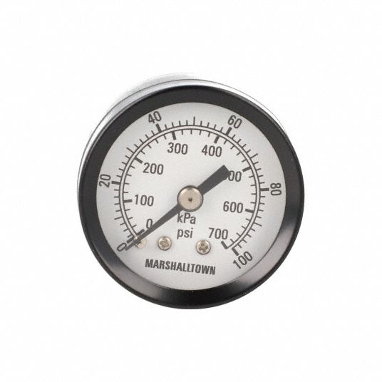 MARSH, 100 psi to 0 kPa to 100 psi, 1 1/2 in Dial, Pressure Gauge ...