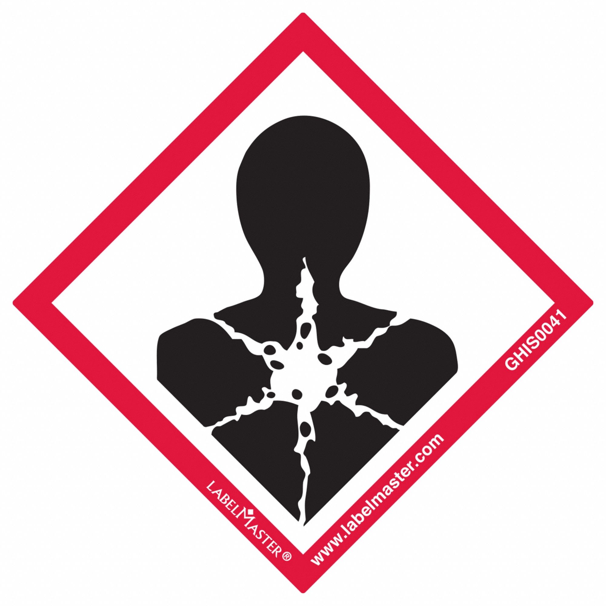 Health Hazard Pictogram, White, Label - 35ZH17|GHIS0041 - Grainger