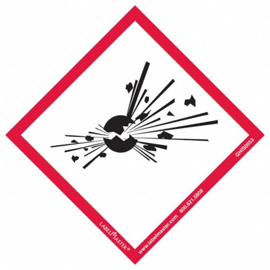 Exploding Bomb Pictogram, White, Label - 35ZH29|GHIS0053 - Grainger
