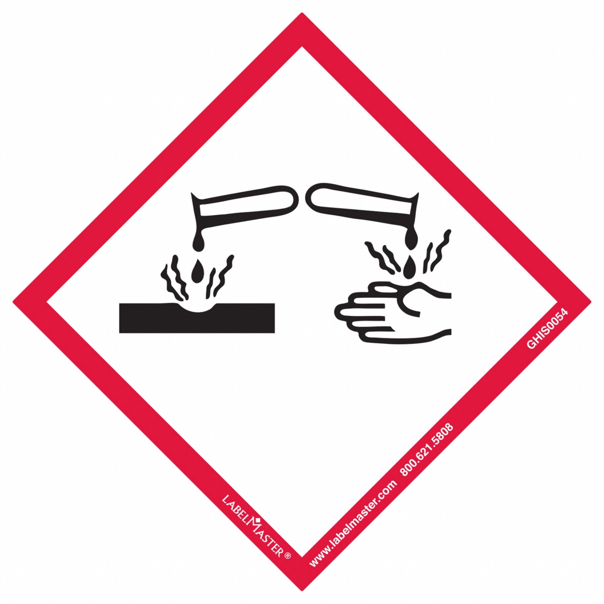 Corrosive Pictogram, White, Label - 35ZH30|GHIS0054 - Grainger