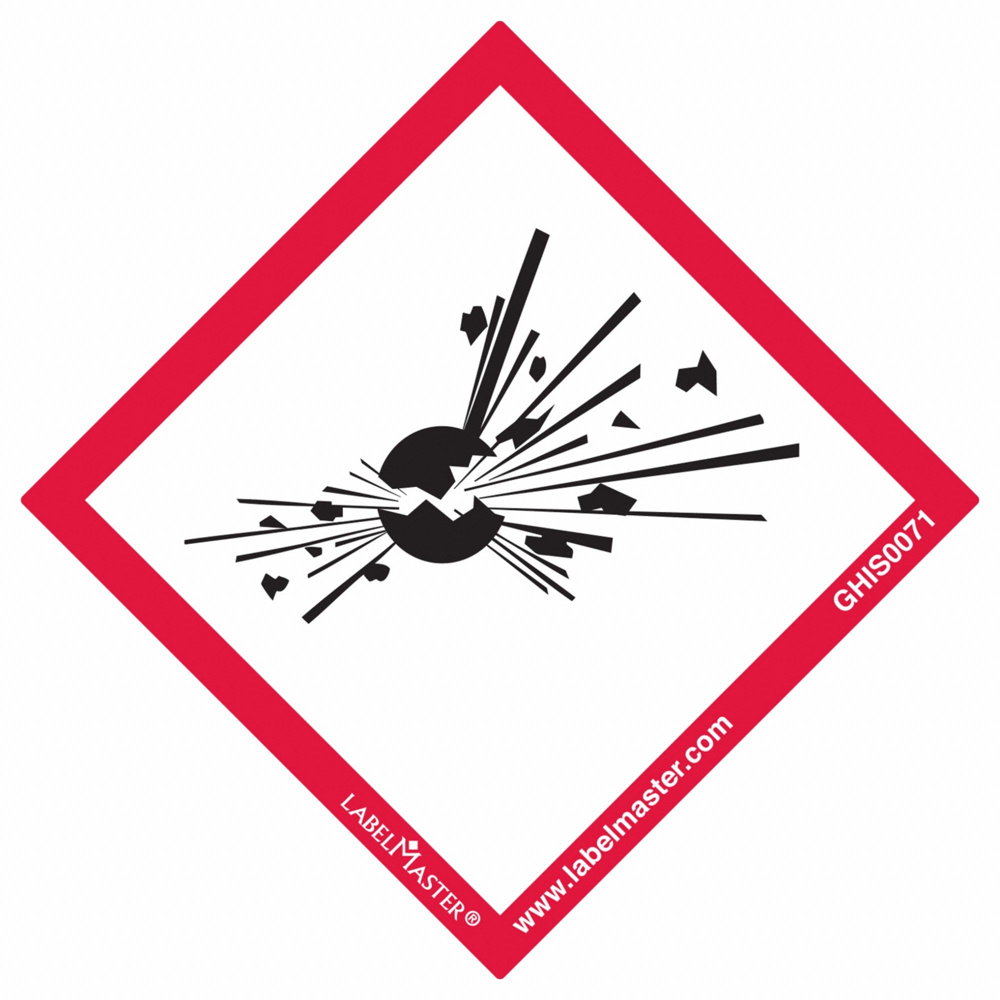 Exploding Bomb Pictogram, White, Label - 35ZH47|GHIS0071 - Grainger