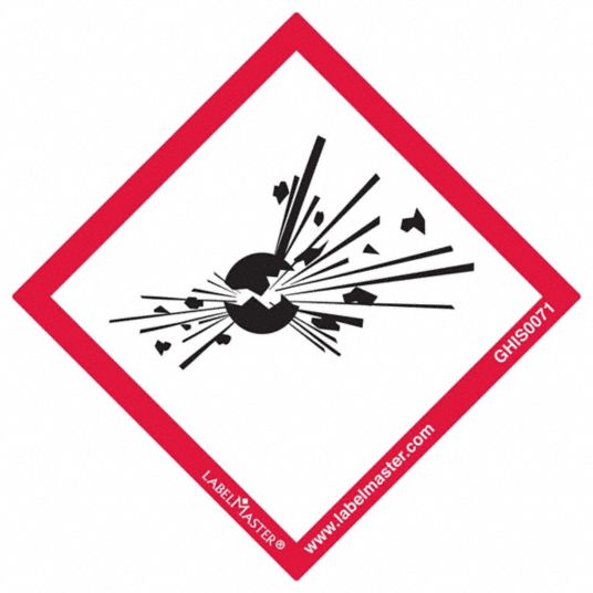 Exploding Bomb Pictogram, White, Label - 35ZH47|GHIS0071 - Grainger