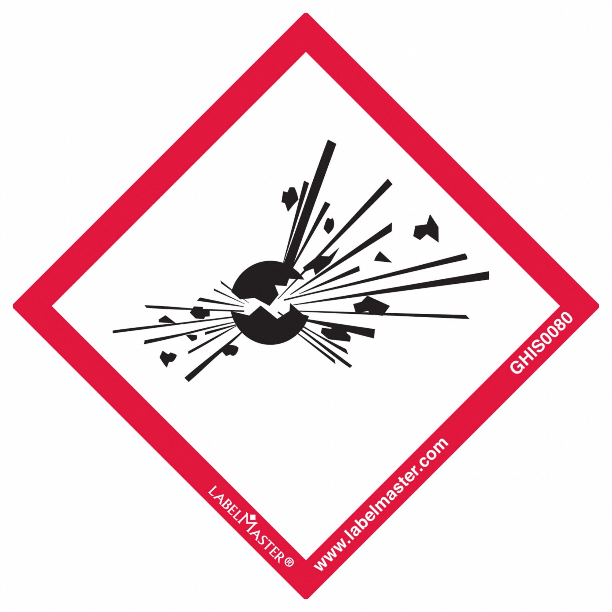 Exploding Bomb Pictogram, White, Label - 35ZH56|GHIS0080 - Grainger