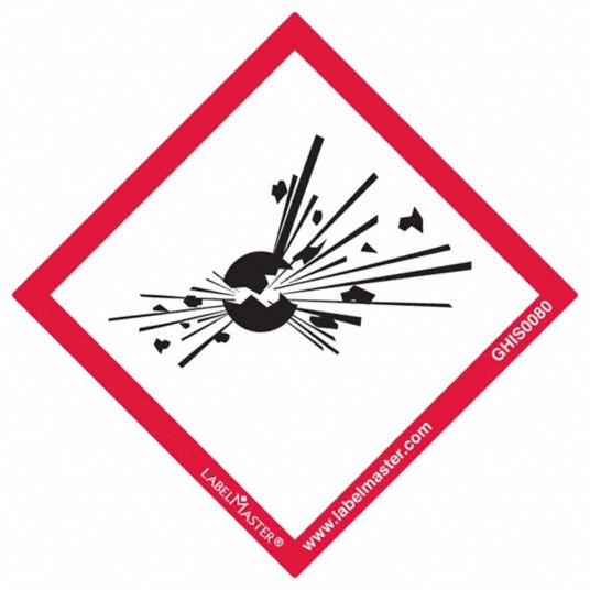 Exploding Bomb Pictogram, White, Label - 35ZH56|GHIS0080 - Grainger
