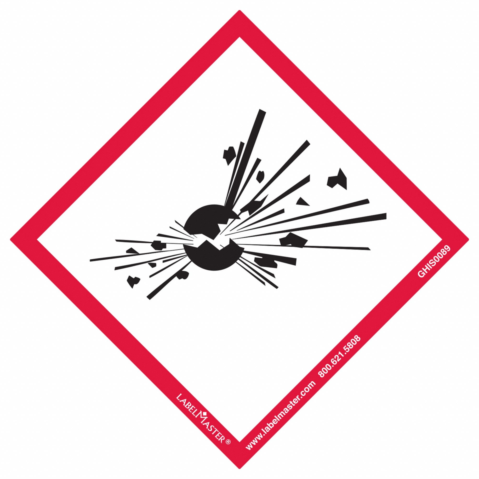 Exploding Bomb Pictogram, White, Label - 35ZH65|GHIS0089 - Grainger