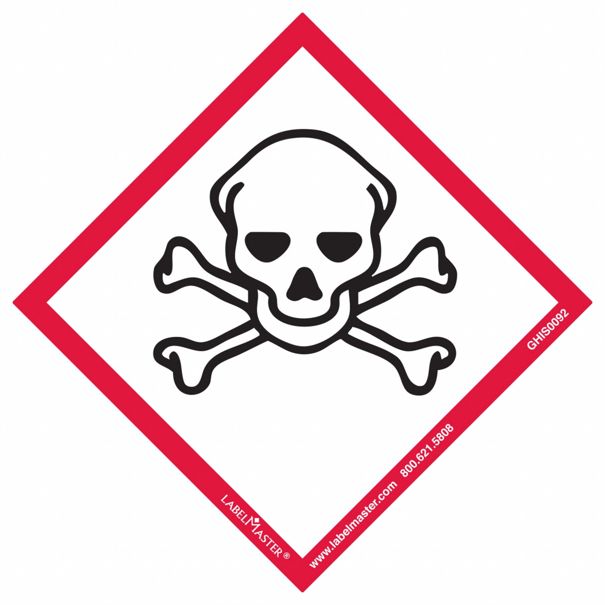 Skull & Crossbones Pictogram, White, Label - 35ZH68|GHIS0092 - Grainger