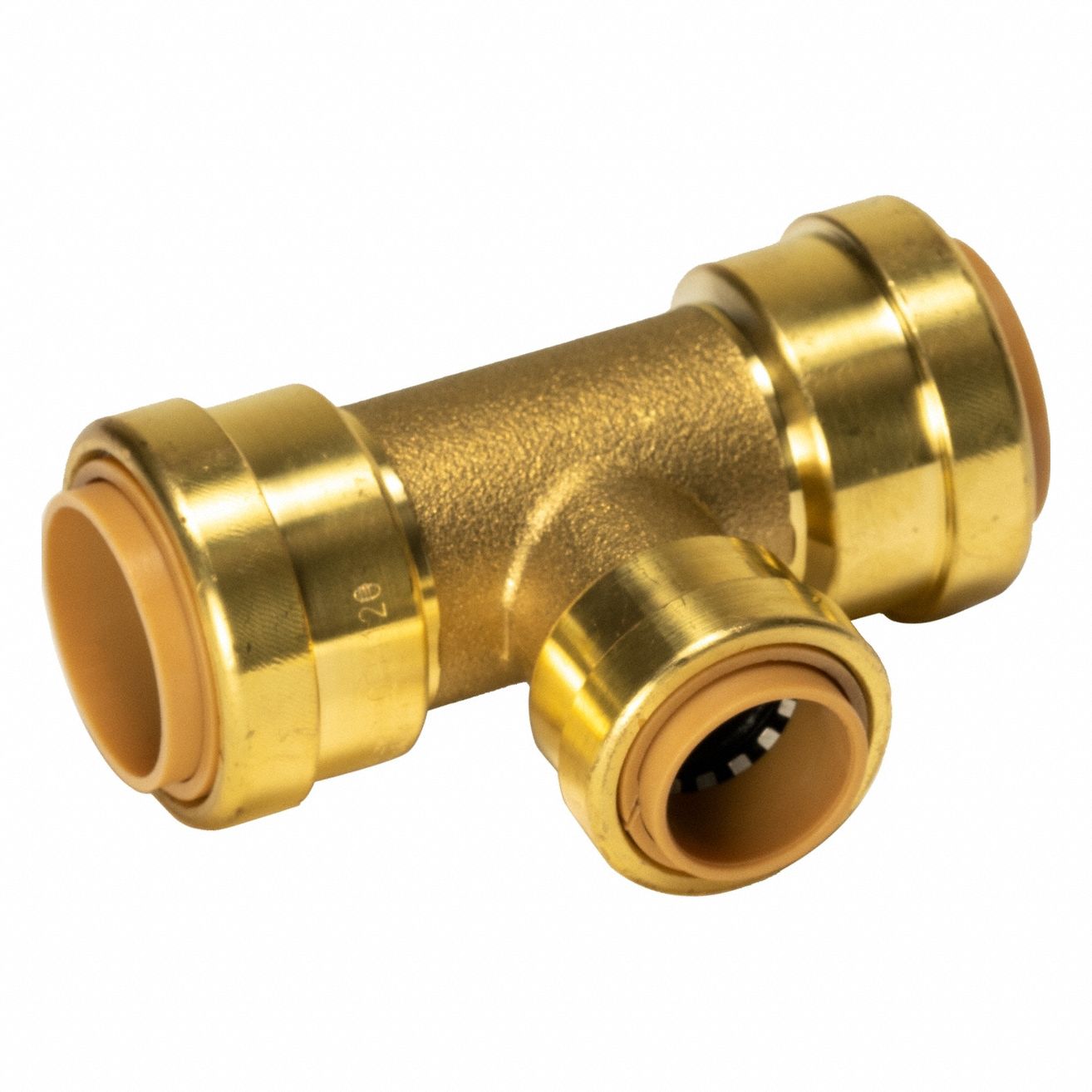 3/4 in OD x 3/4 in OD x 1/2 in OD Size, Brass, Push-Fit Tee Fitting ...