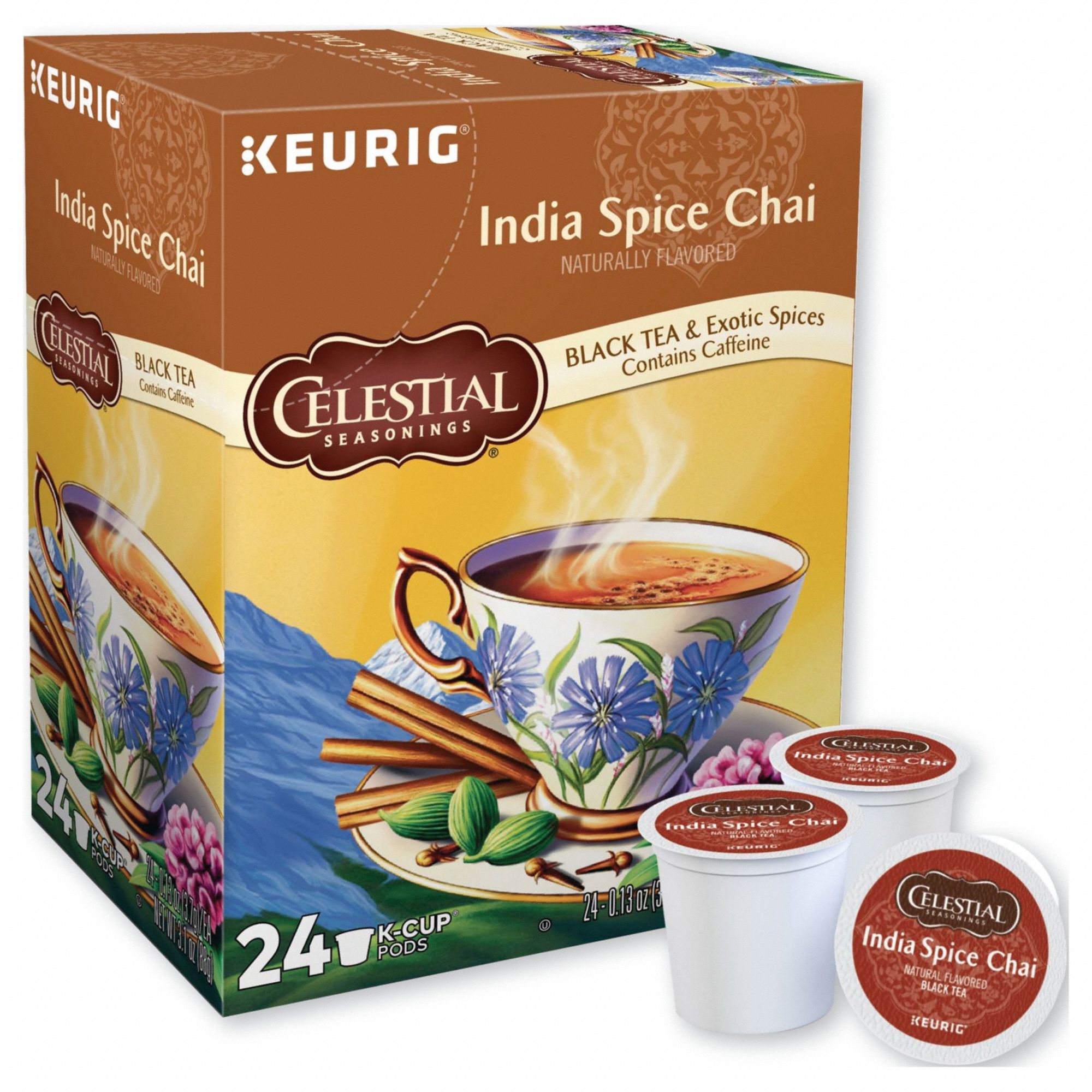 CELESTIAL SEASONINGS, India Spice Chai, Pod Beverage Pack, Tea - 794LR9 ...