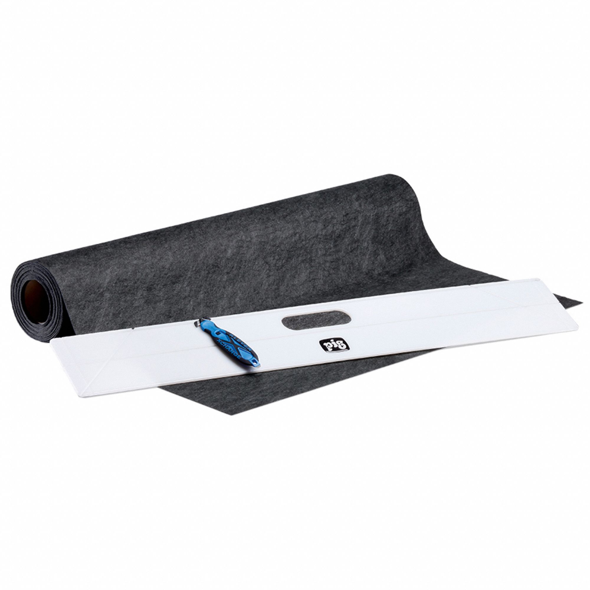 PIG Absorbent Roll: Smooth, 3 ft x 25 ft, 1/8 in Thick, Grease/Oils ...