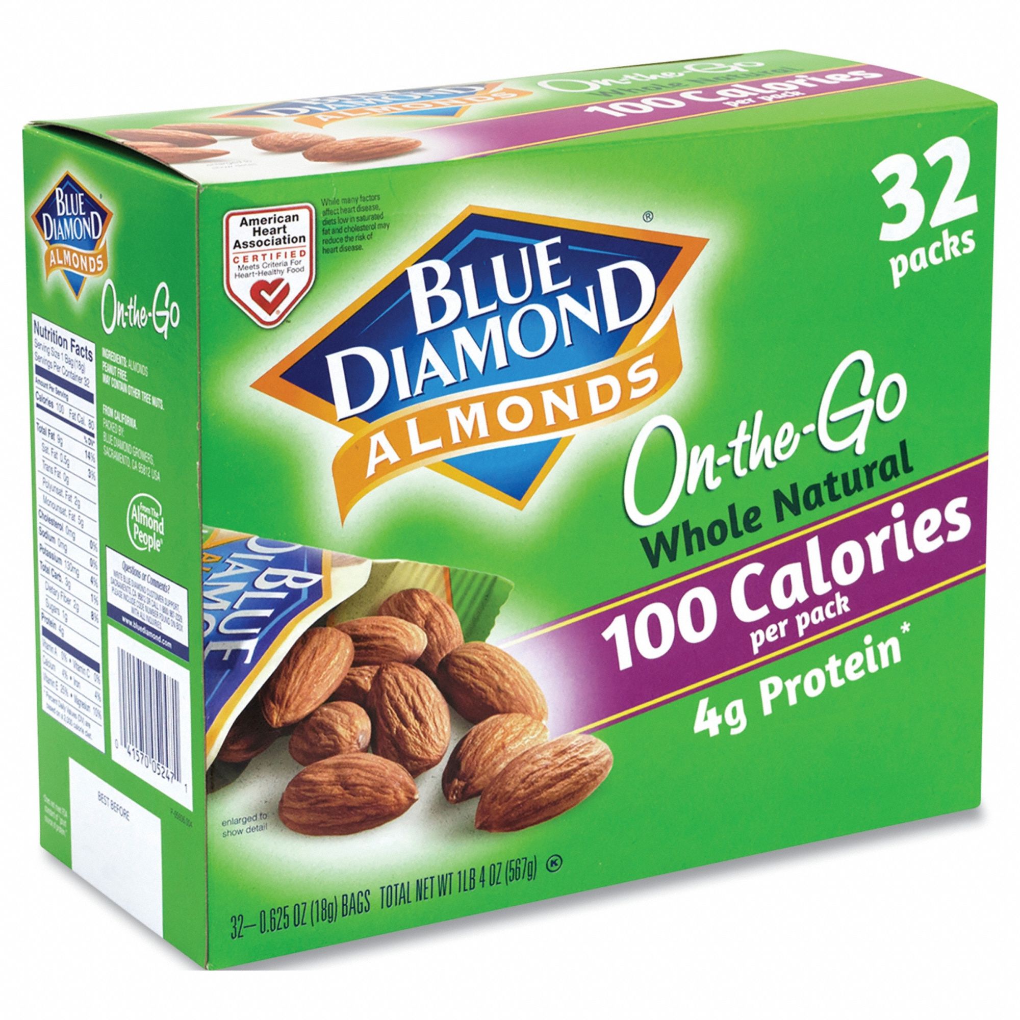 BLUE DIAMOND, Whole Natural Almonds, 0.63 oz Item Size, Nuts - 807D25 ...