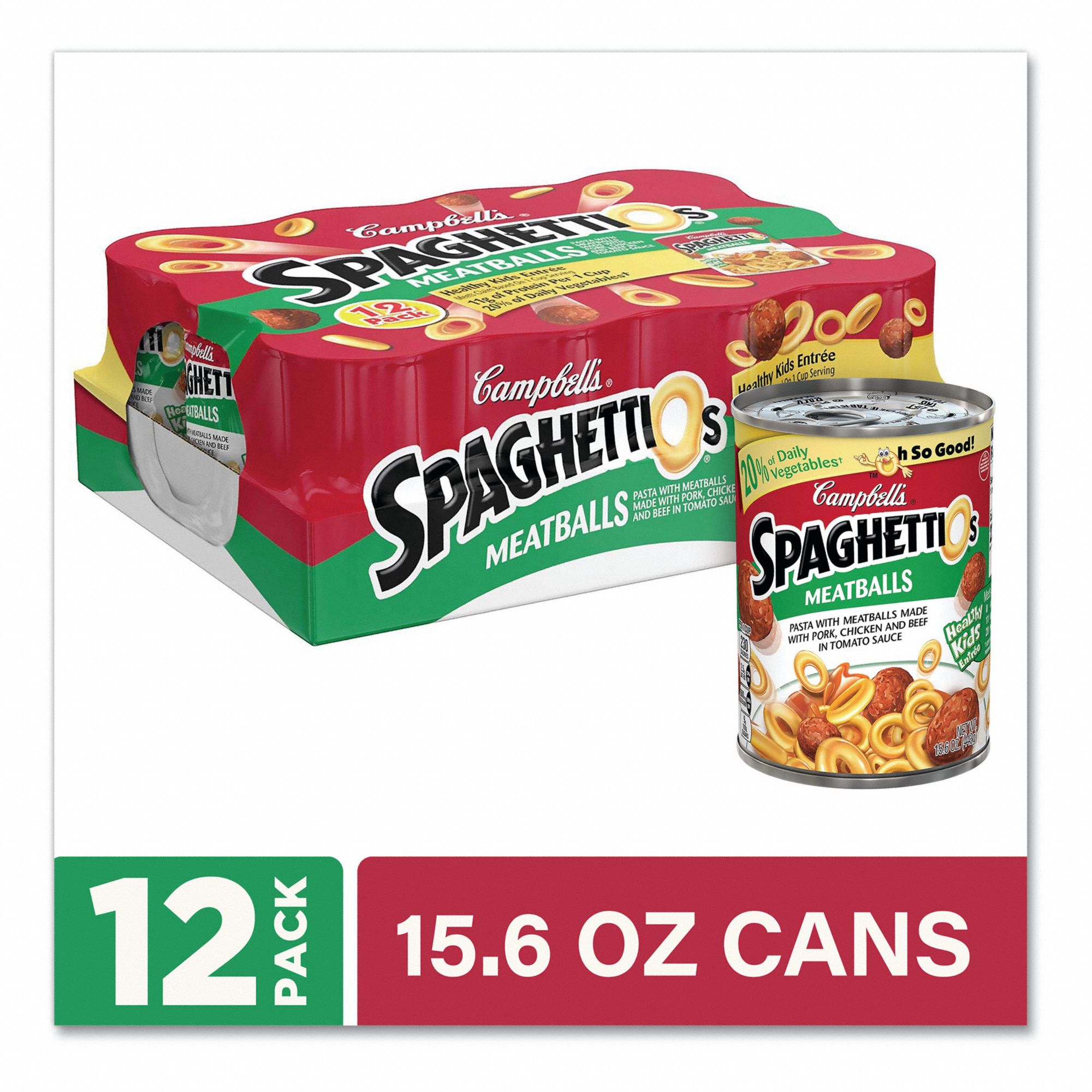 SPAGHETTIO'S, Pasta with Meatballs, 15.6 oz Item Size, Soup - 807D51 ...