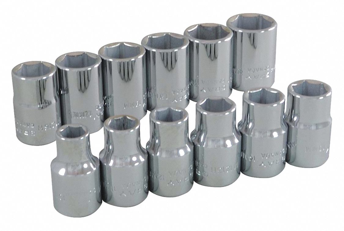 GRAY TOOLS SOCKET SET MET 1/2IN DR 6 PT 12 PC - Socket Sets - GRT39012 ...