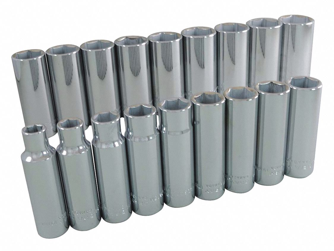 GRAY TOOLS IMPACT SOCKET SET, 6 POINT, 1/2 IN DRIVE, 18 PIECES - 27138 ...