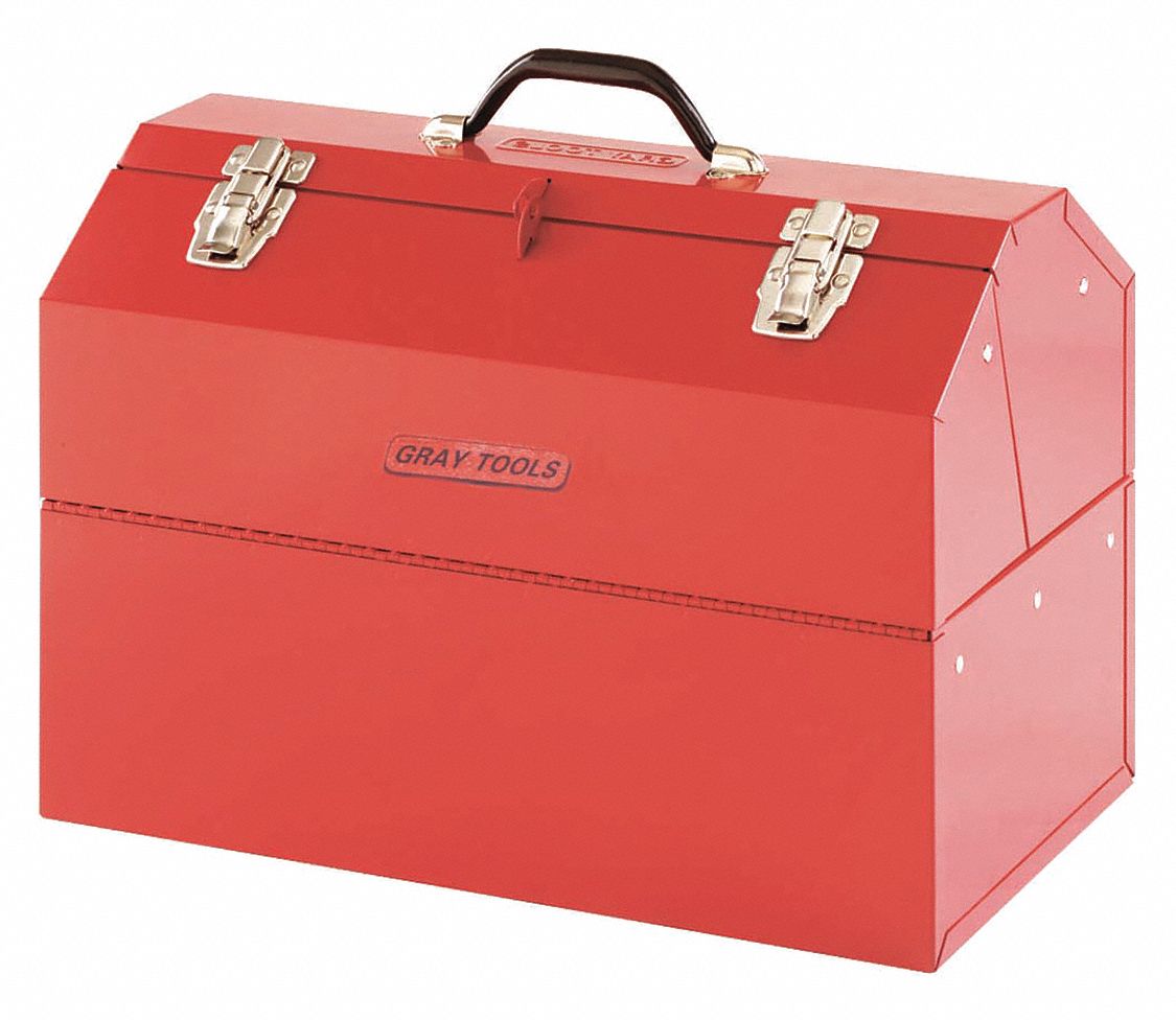 GRAY TOOLS CANTILEVER TOOL BOX, WITH HANDLE/LATCHES, RED, 18 X 10 1/8 X ...