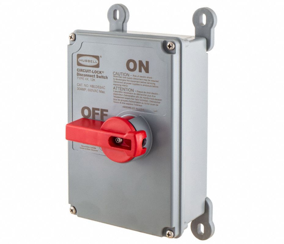 HUBBELL Interruptor Desconectado, HP 15 HP a 600VAC - 2EAV9 | HBLDS3AC ...