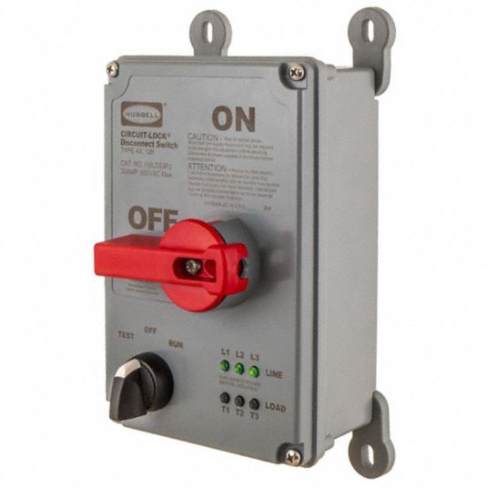 HUBBELL, Non-Fusible, 30 A, Disconnect Switch - 60HJ41|HBLDS3PJ - Grainger
