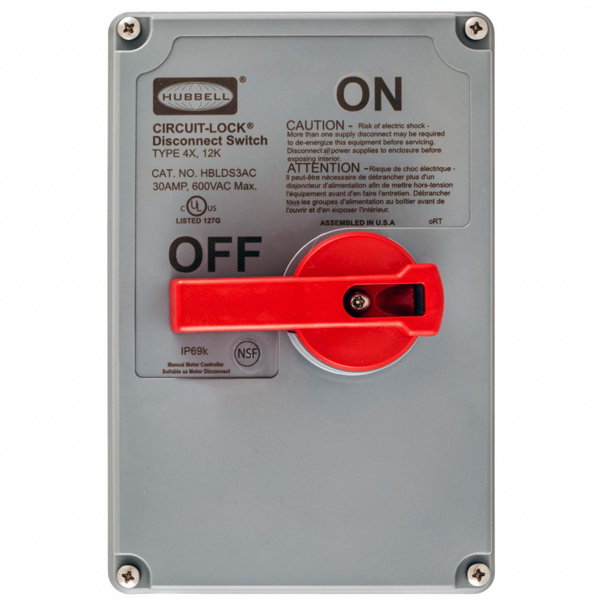 HUBBELL, 600V AC, Red Door Handle Color, Replacement Cover - 2EAW4 ...