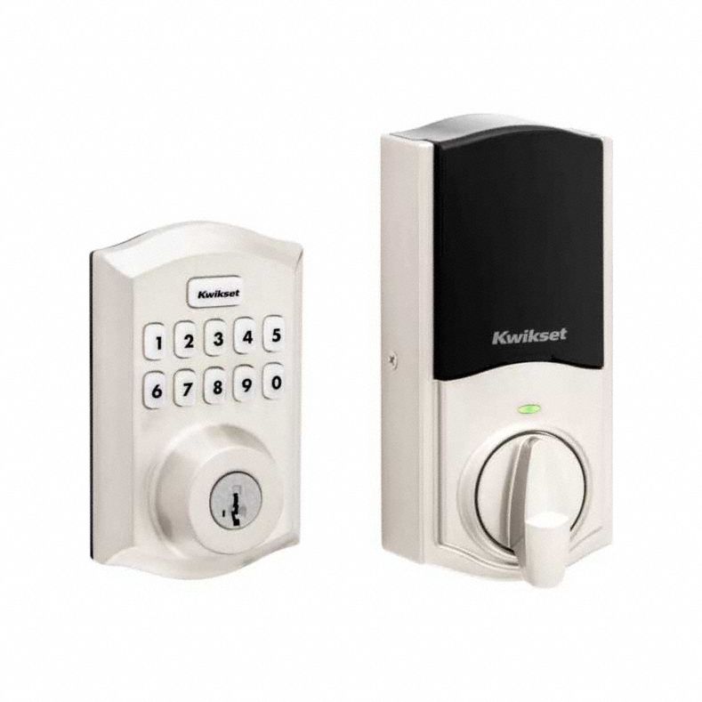 KWIKSET, Cylindrical, 2 in Door Thick - Max, Push Button Electronic ...