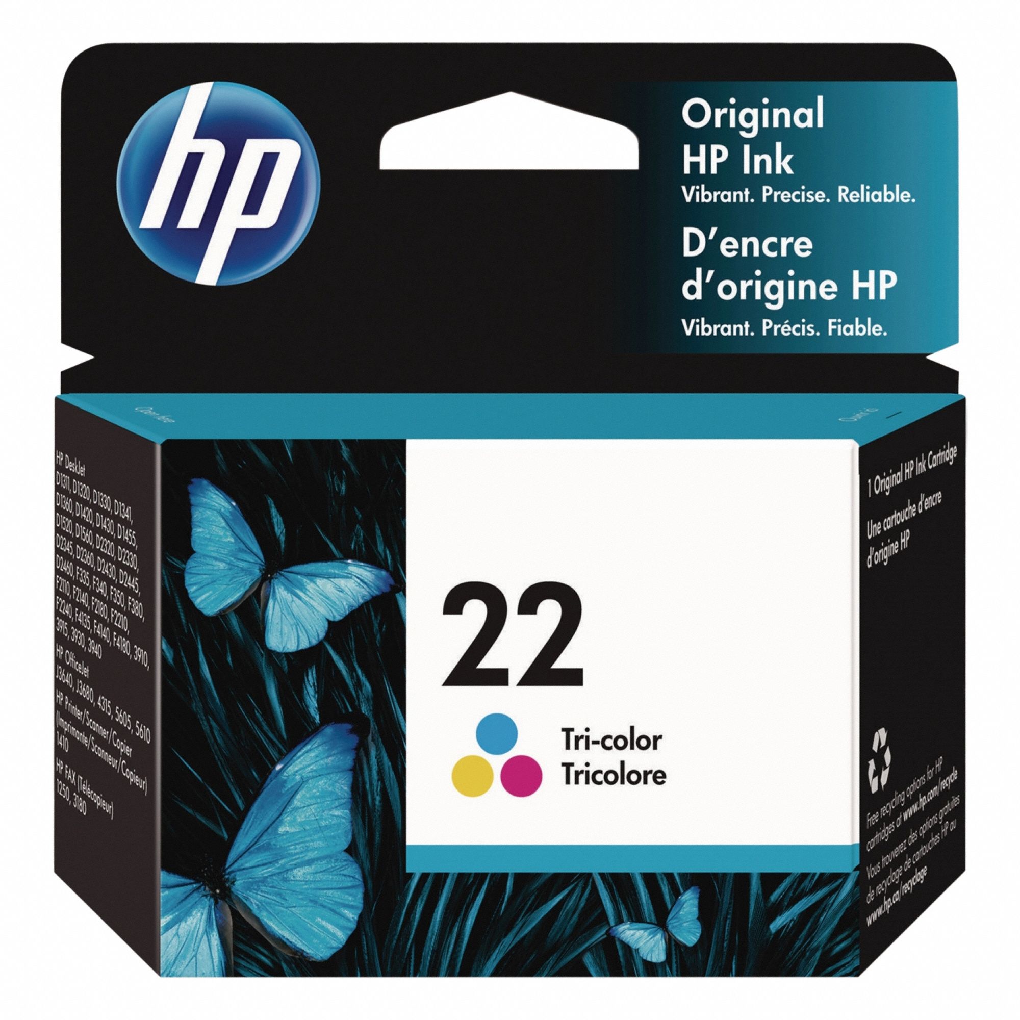 HP, Tri-Color, 22, Ink Cartridge - 49WJ91|C9352AN#140 - Grainger