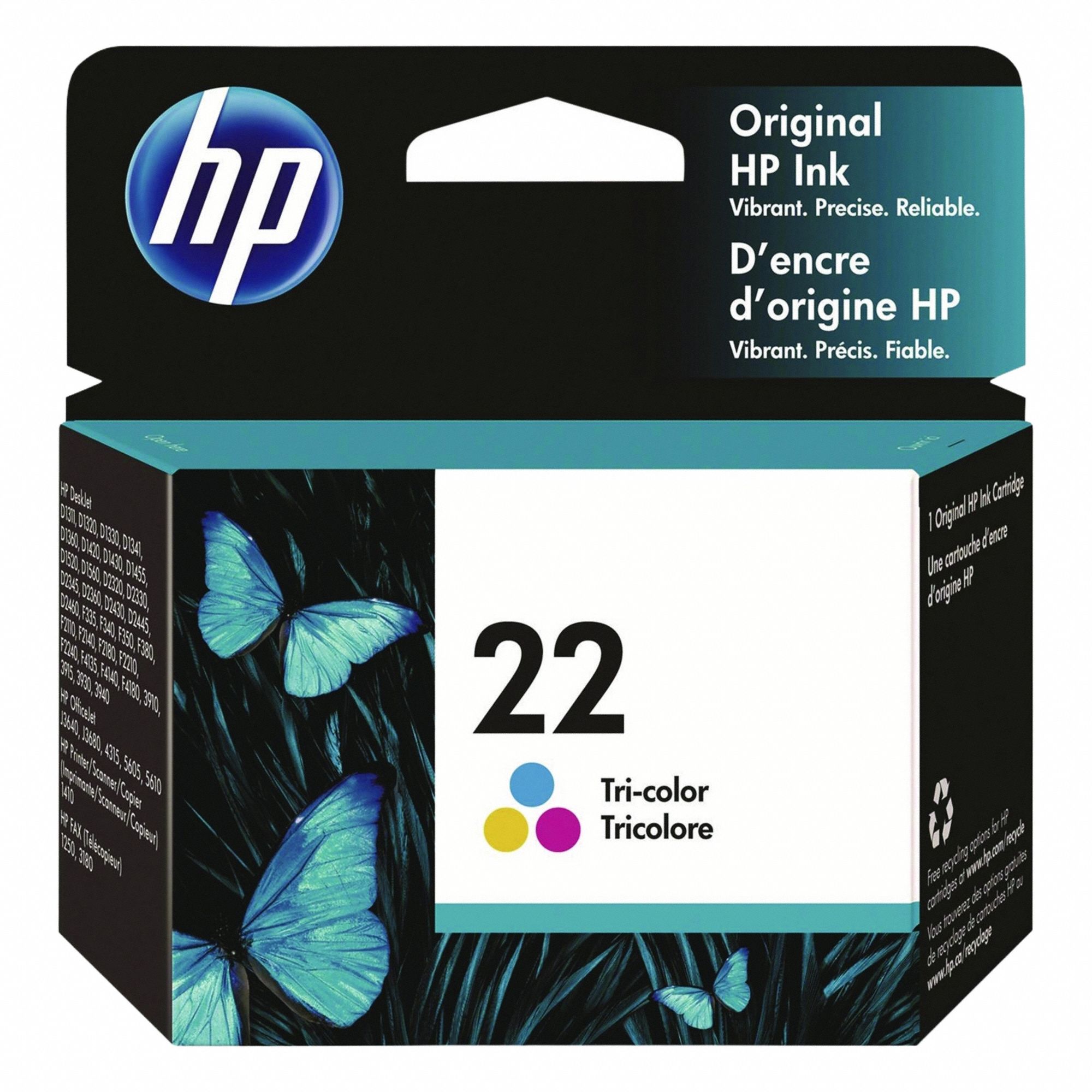HP, Tri-Color, 22, Ink Cartridge - 49WJ91|C9352AN#140 - Grainger