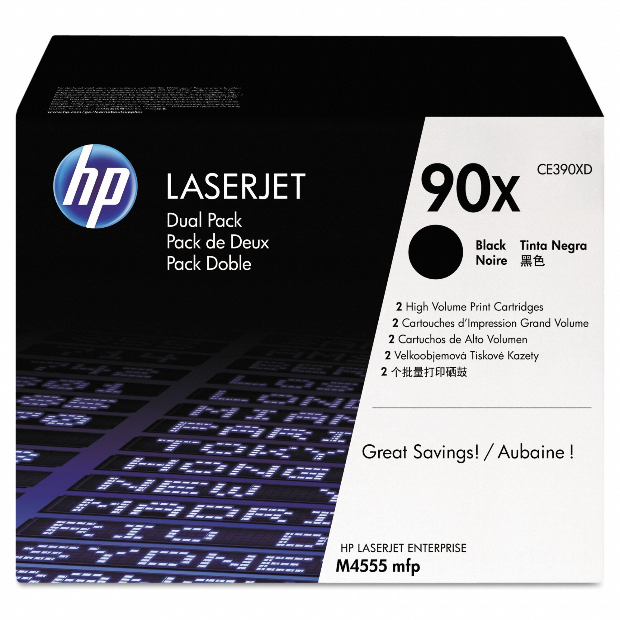 HP, Black, 90X, High Yield Toner Cartridge - 36EH03|CE390XD - Grainger