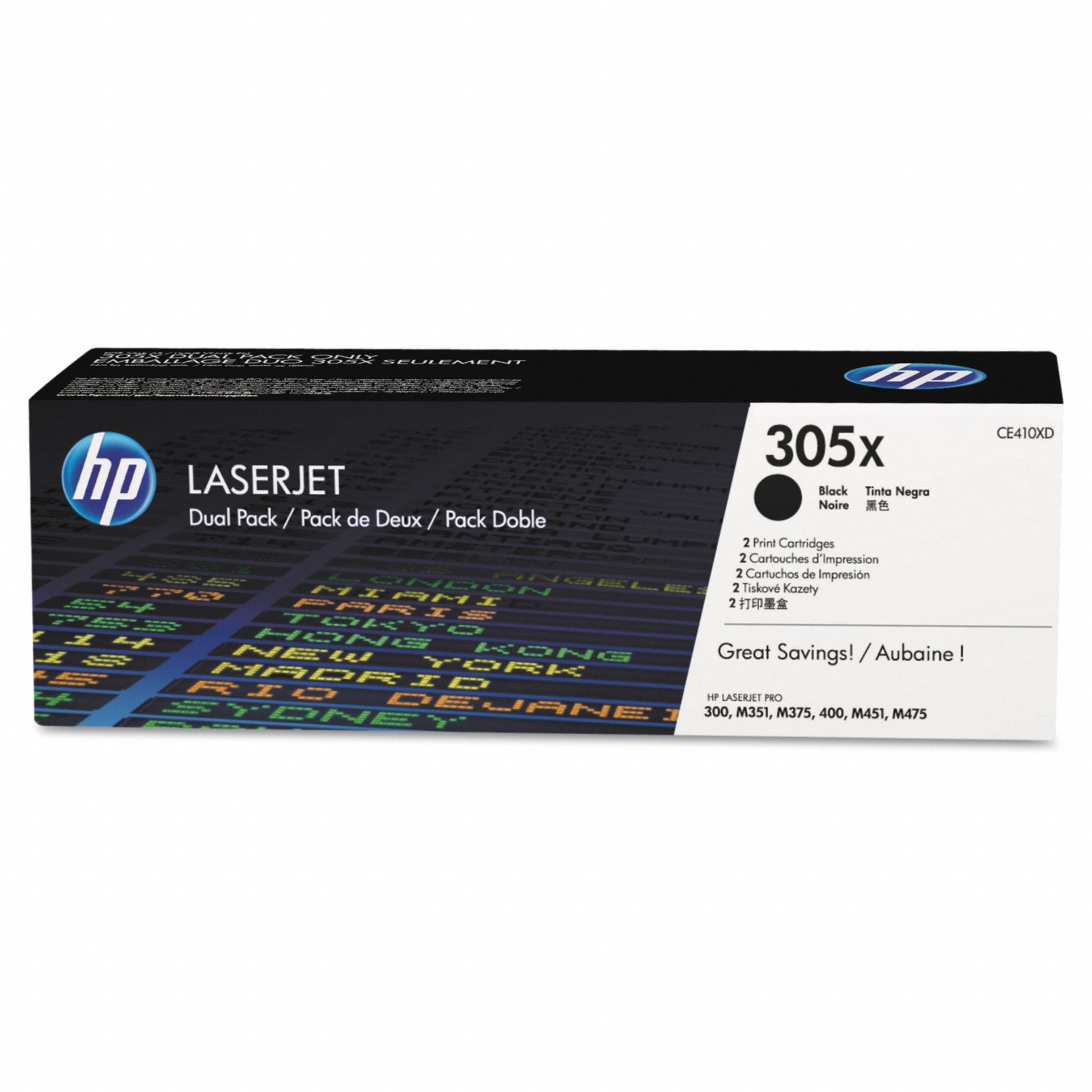 HP, 305X, Black, High Yield Toner Cartridge - 36EH15|CE410XD - Grainger