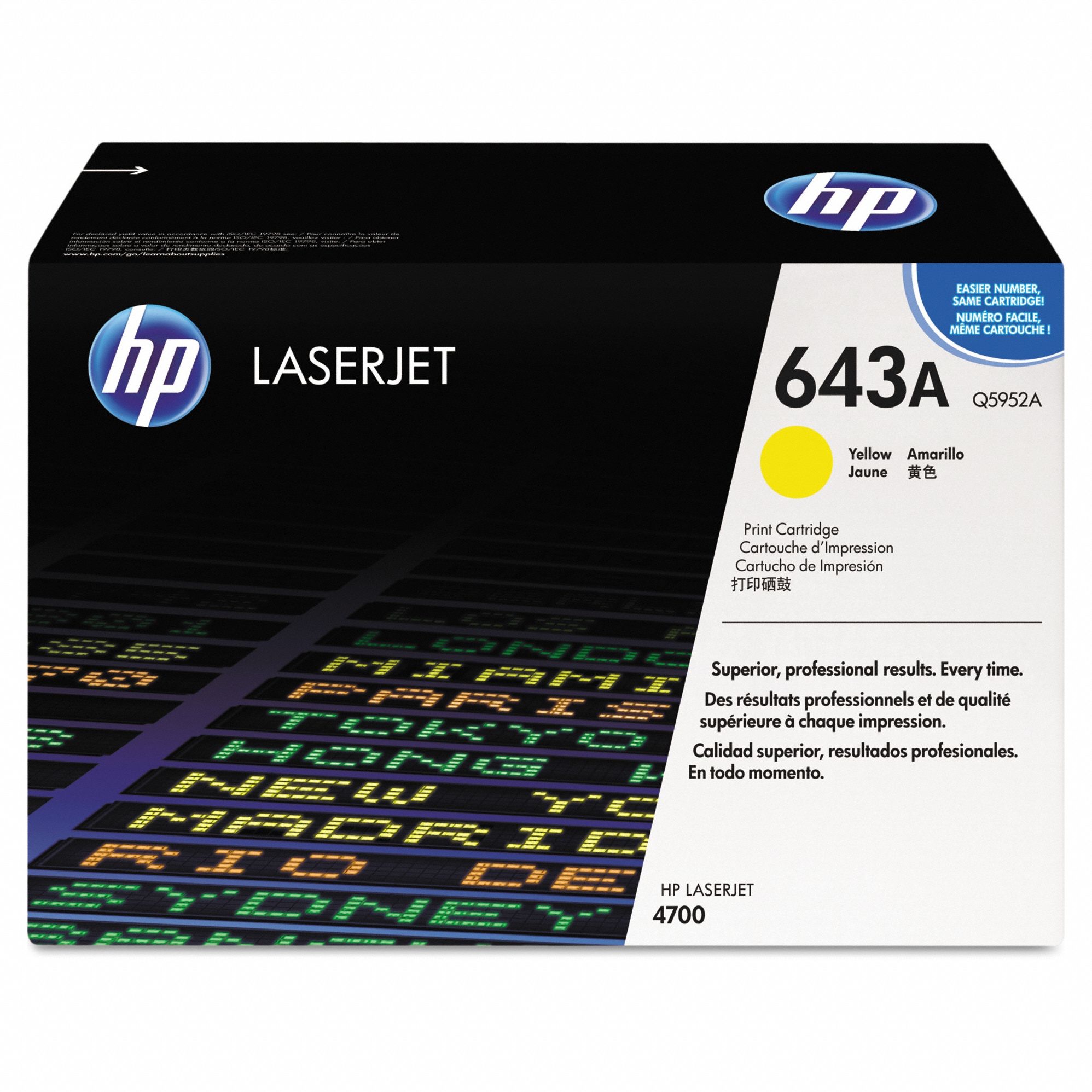 HP, Yellow, 643A, Toner Cartridge - 6GFX0|Q5952A - Grainger