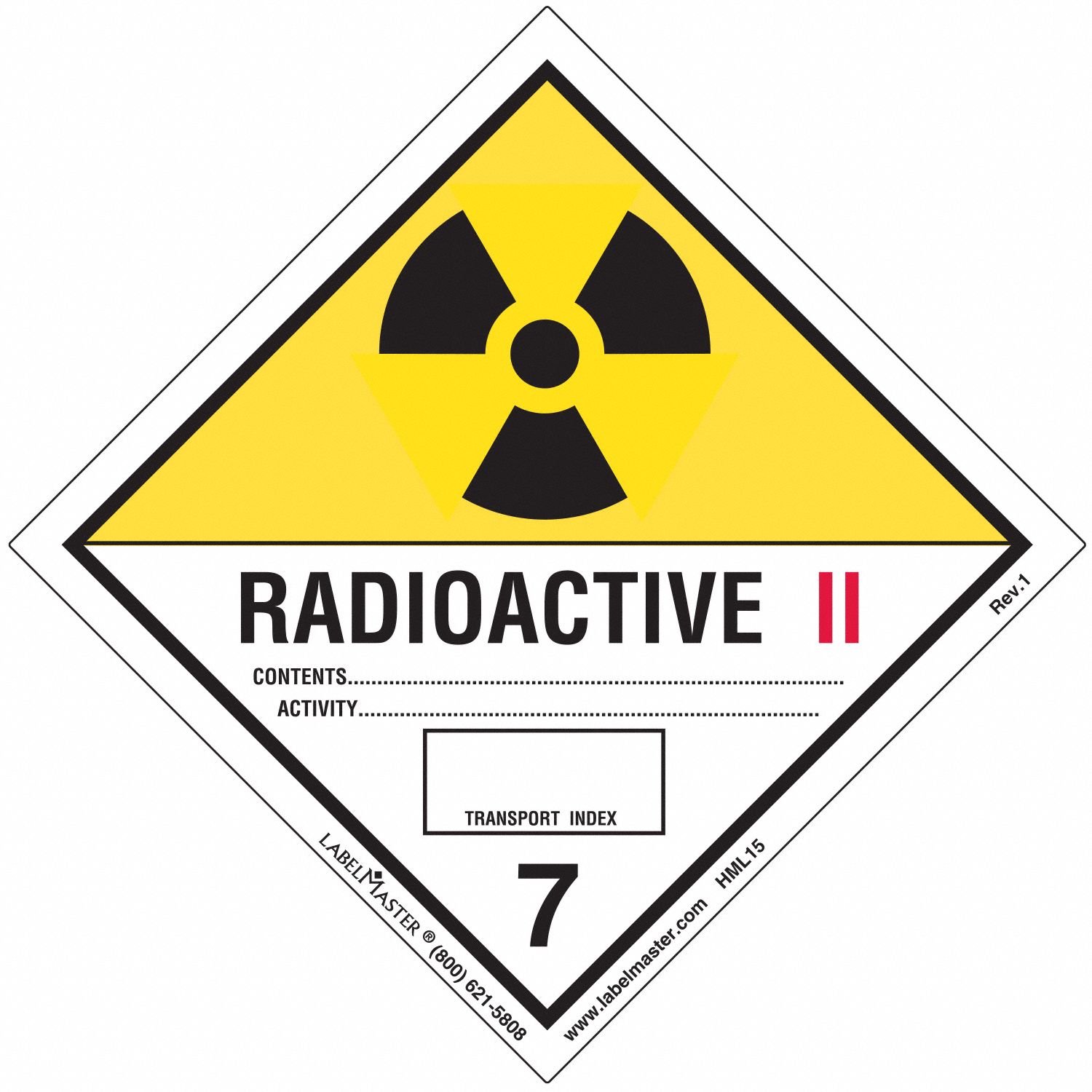 Radioactive II, 4 in Label Wd, Label Class 7 Radioactive II Paper ...