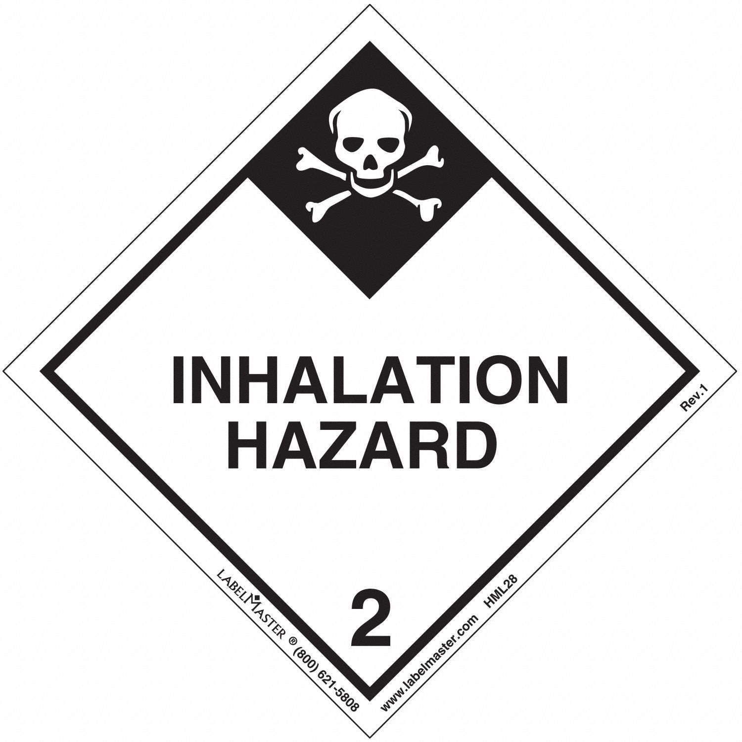 Inhalation Hazard, 4 in Label Wd, Label Class 2 Inhalation Hazard Paper ...