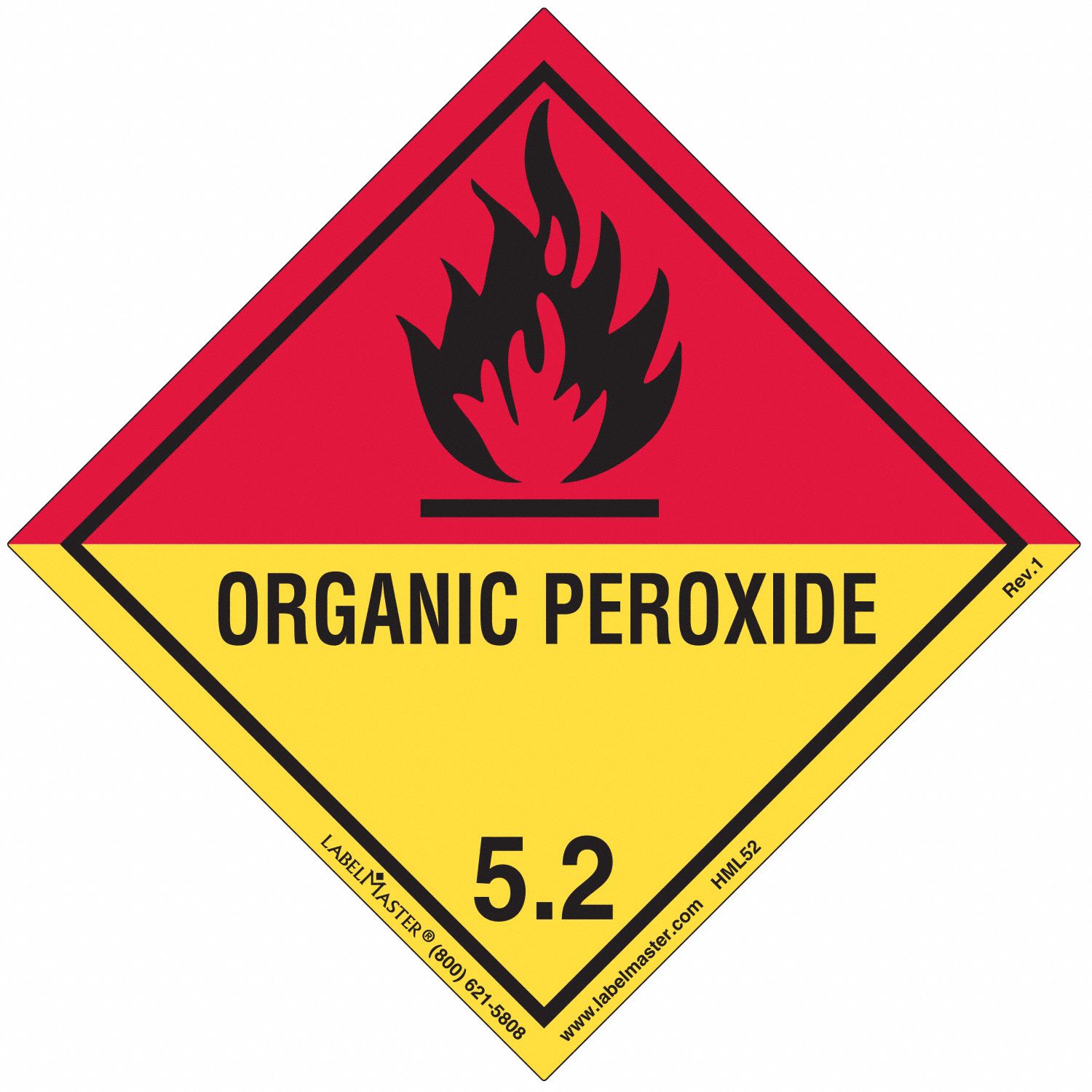 Organic Peroxide, 4 in Label Wd, Label Class 5.2 Organic Peroxide Paper ...