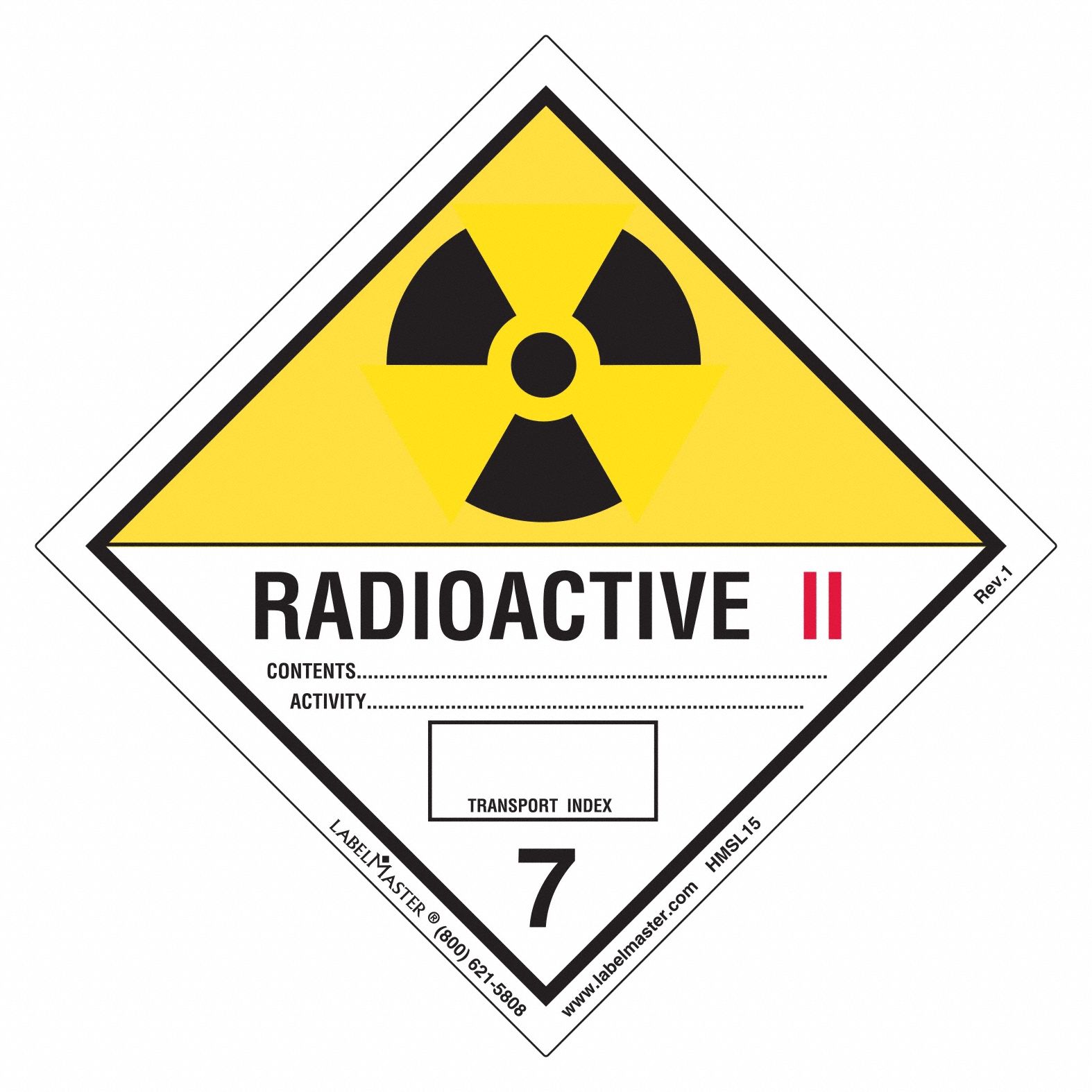 Radioactive II, 4 in Label Wd, Label Class 7 Radioactive II PVC-Free ...