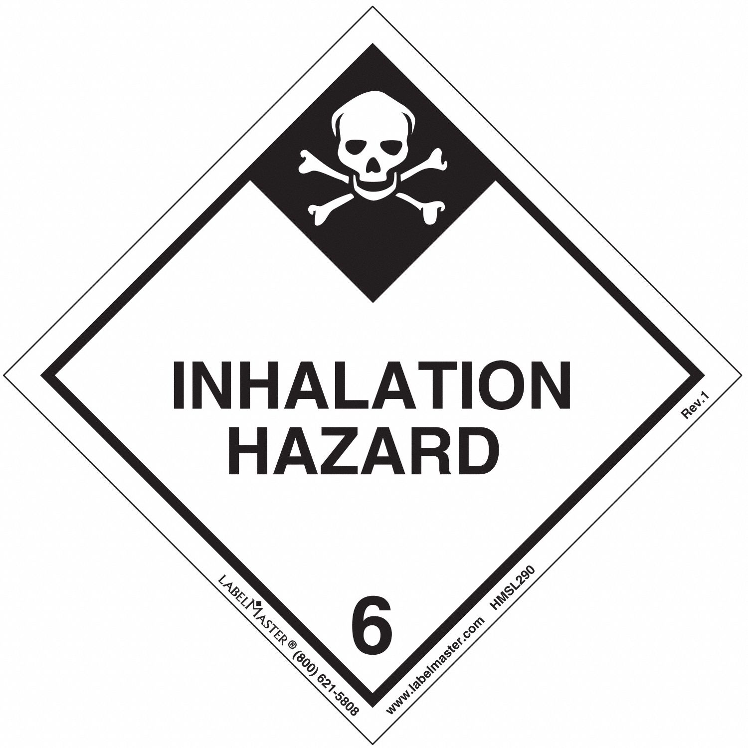 LABELMASTER, Inhalation Hazard, 3 15/16 in x 4 in, Inhalation Hazard ...