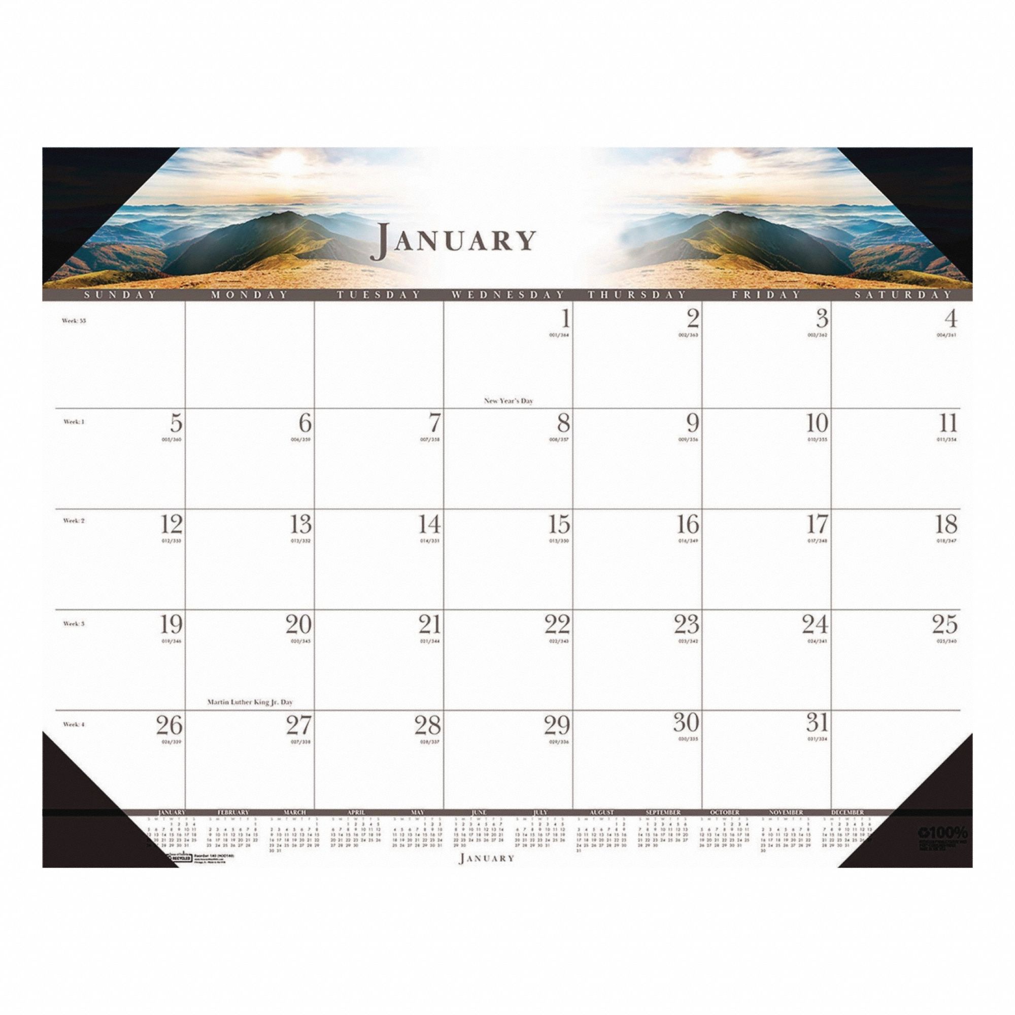 HOUSE OF DOOLITTLE, 22 in Sheet Ht, 17 in Sheet Wd, Desk Pad Calendar ...
