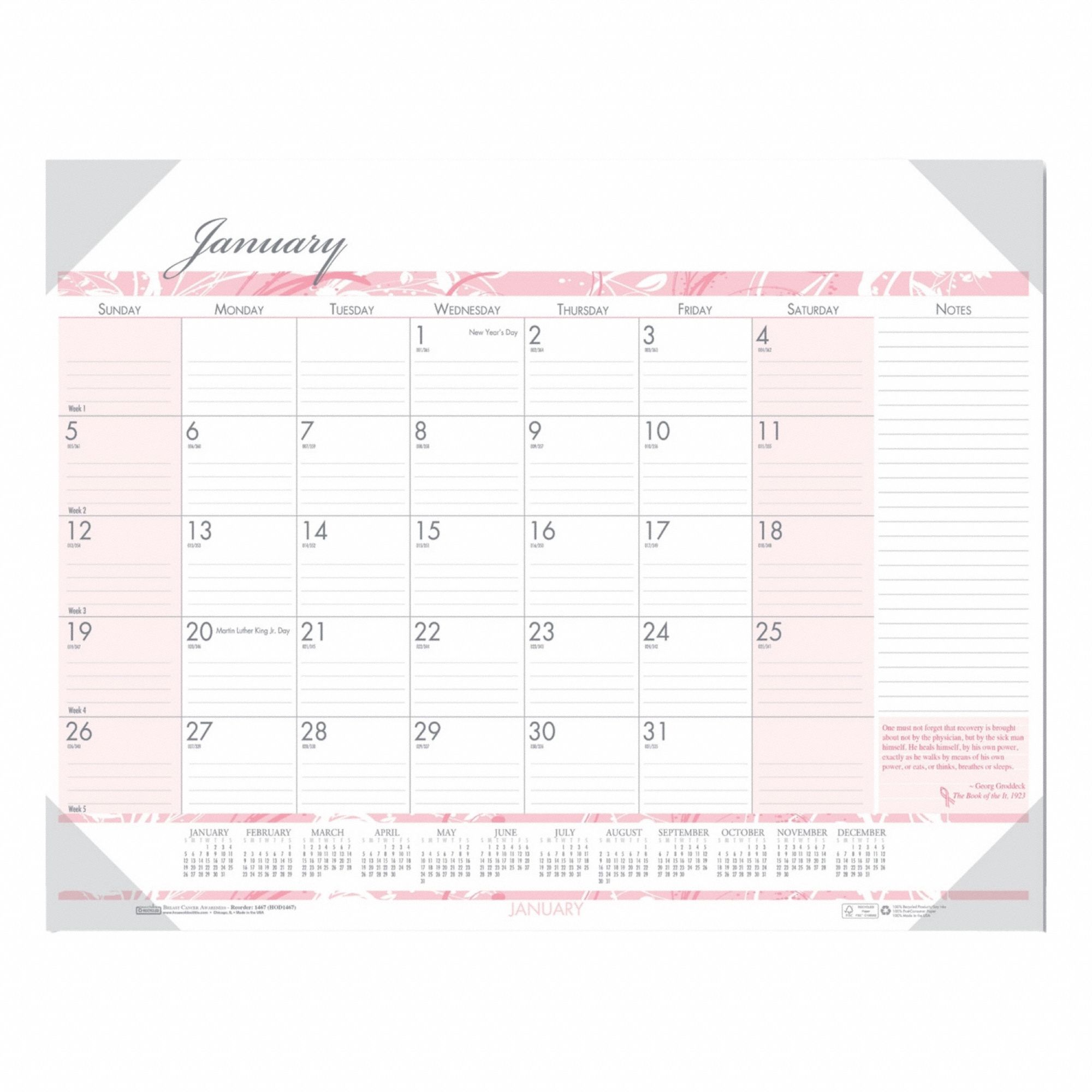 HOUSE OF DOOLITTLE, 18 1/2 in Sheet Ht, 13 in Sheet Wd, Desk Pad ...