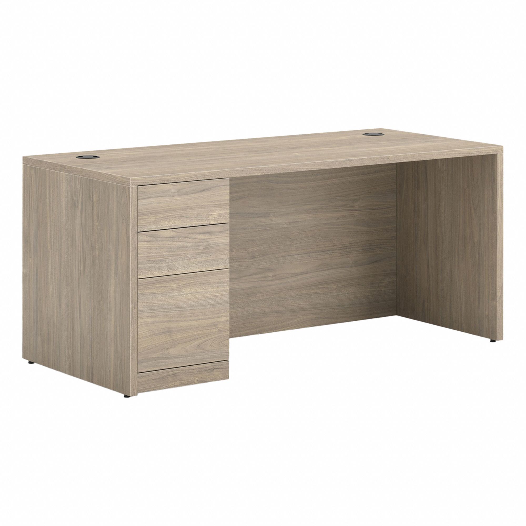 HON, Walnut, 66 in Overall Wd, Single Pedestal Desk - 864EV9|H105898L ...
