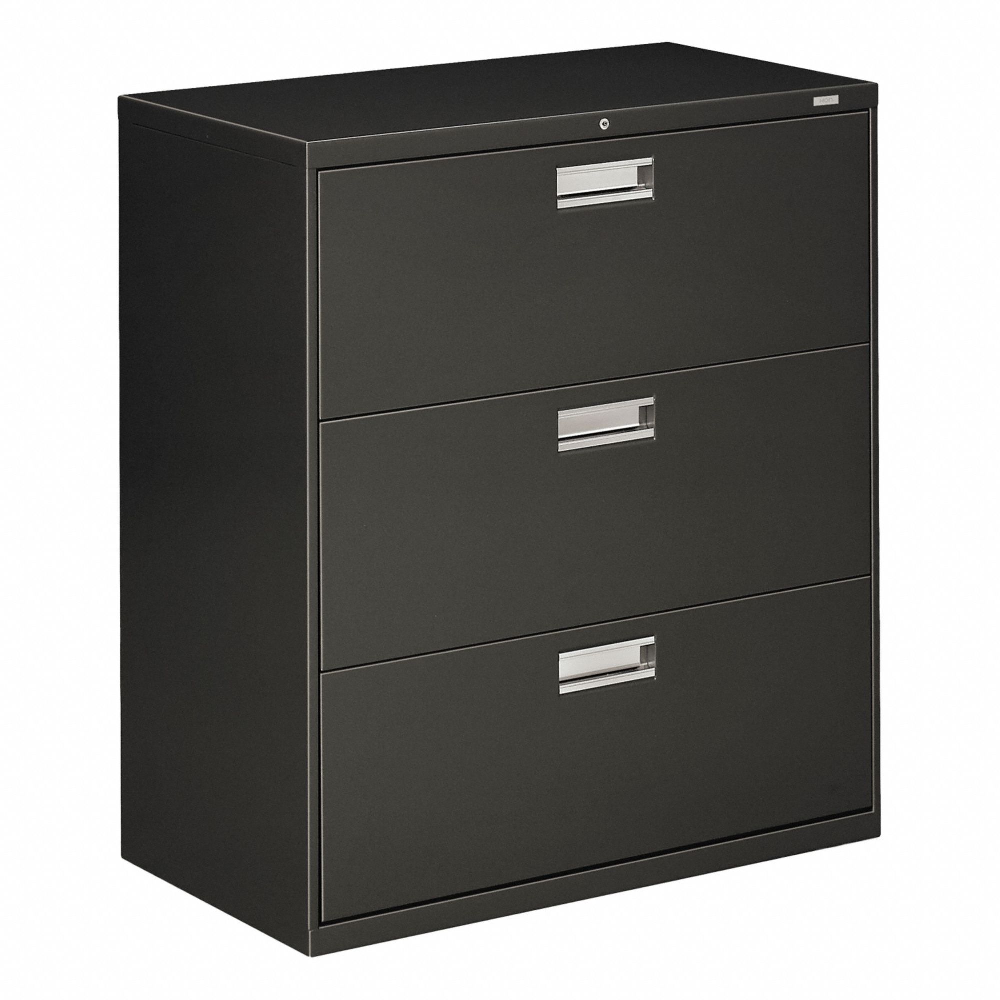 HON, Charcoal, 3 Drawers, Lateral File Cabinet with Drawer - 864F93 ...