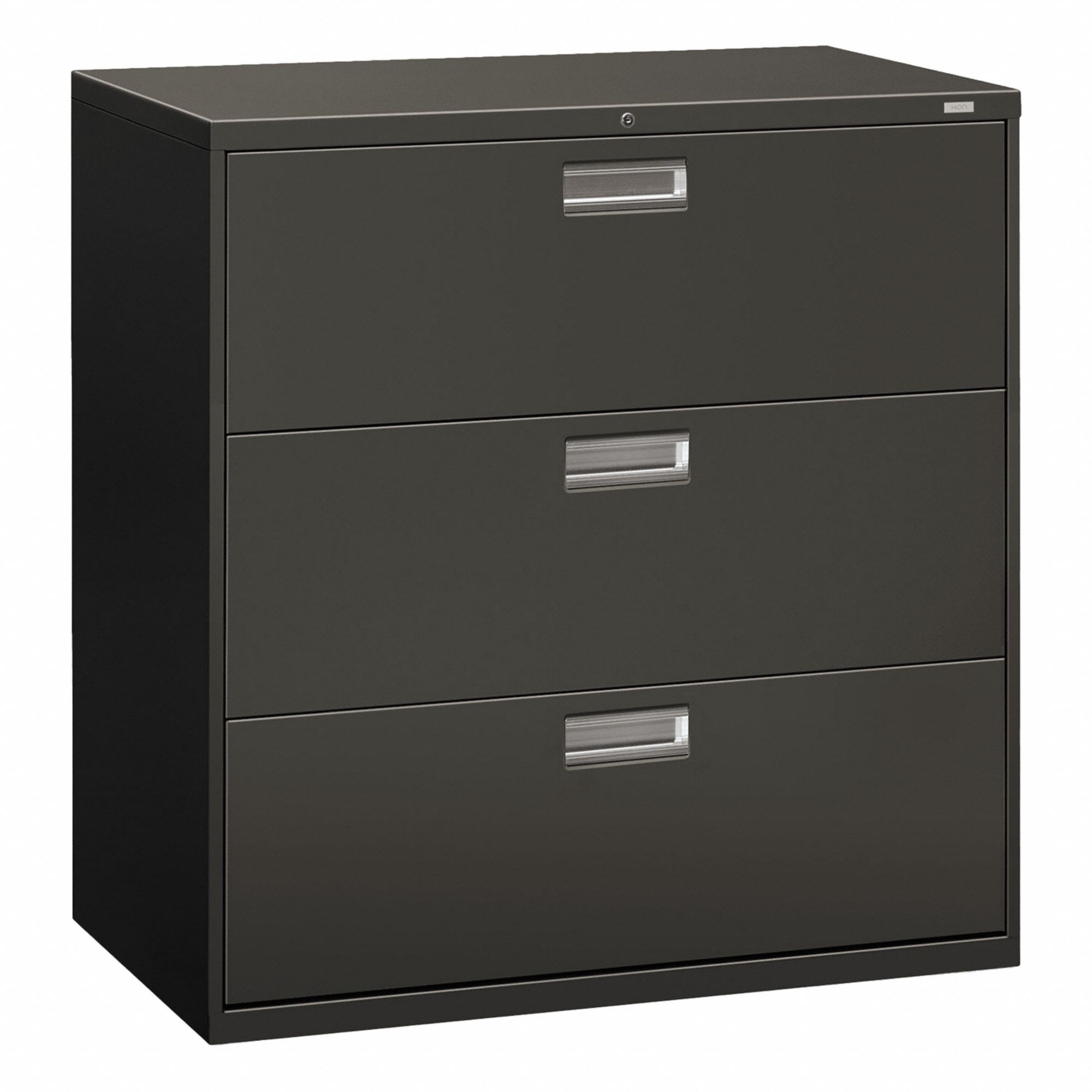 HON, Charcoal, 3 Drawers, Lateral File Cabinet with Drawer - 864FA7 ...