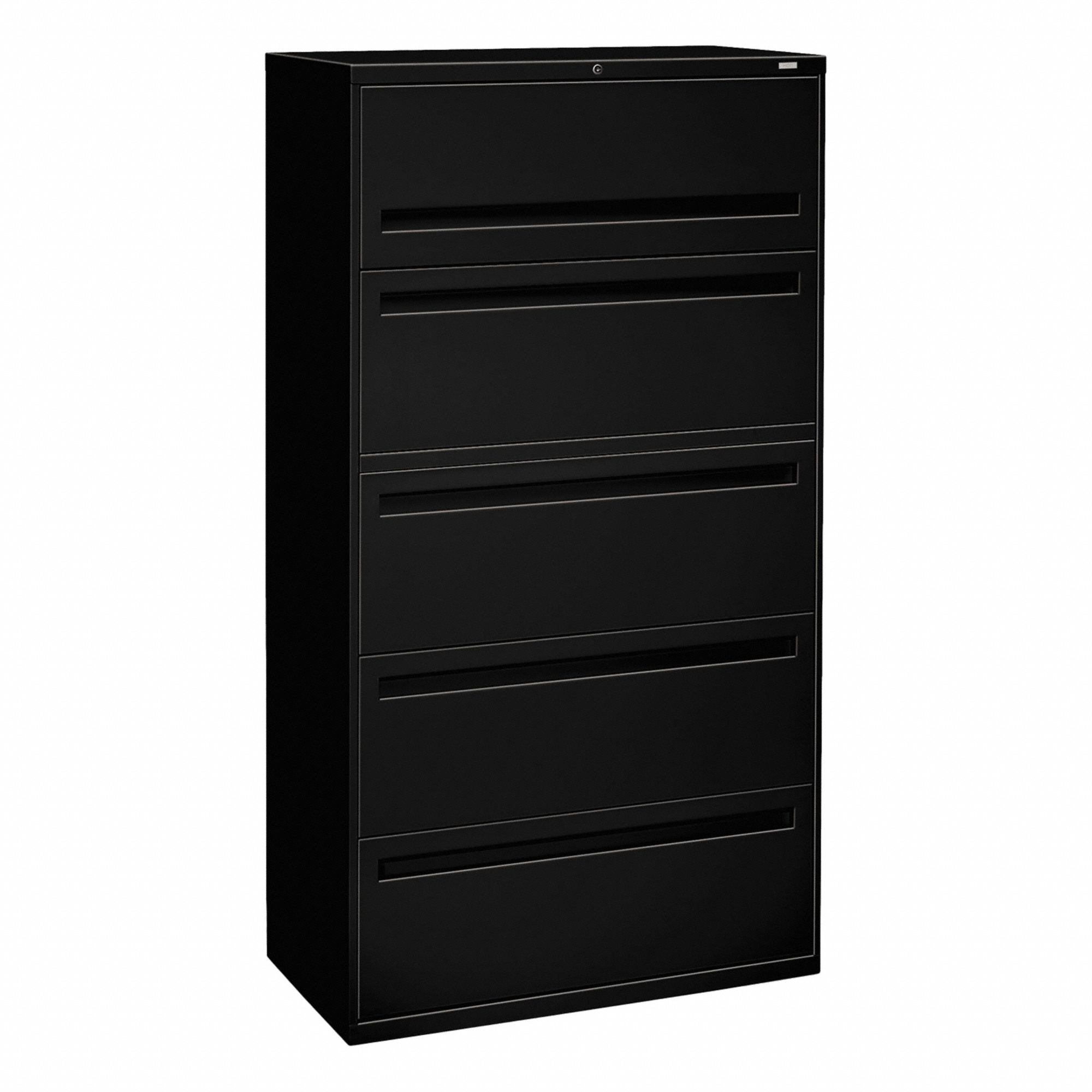 HON, Black, 5 Drawers, Lateral File Cabinet with Drawer - 864FC6|H785.L ...