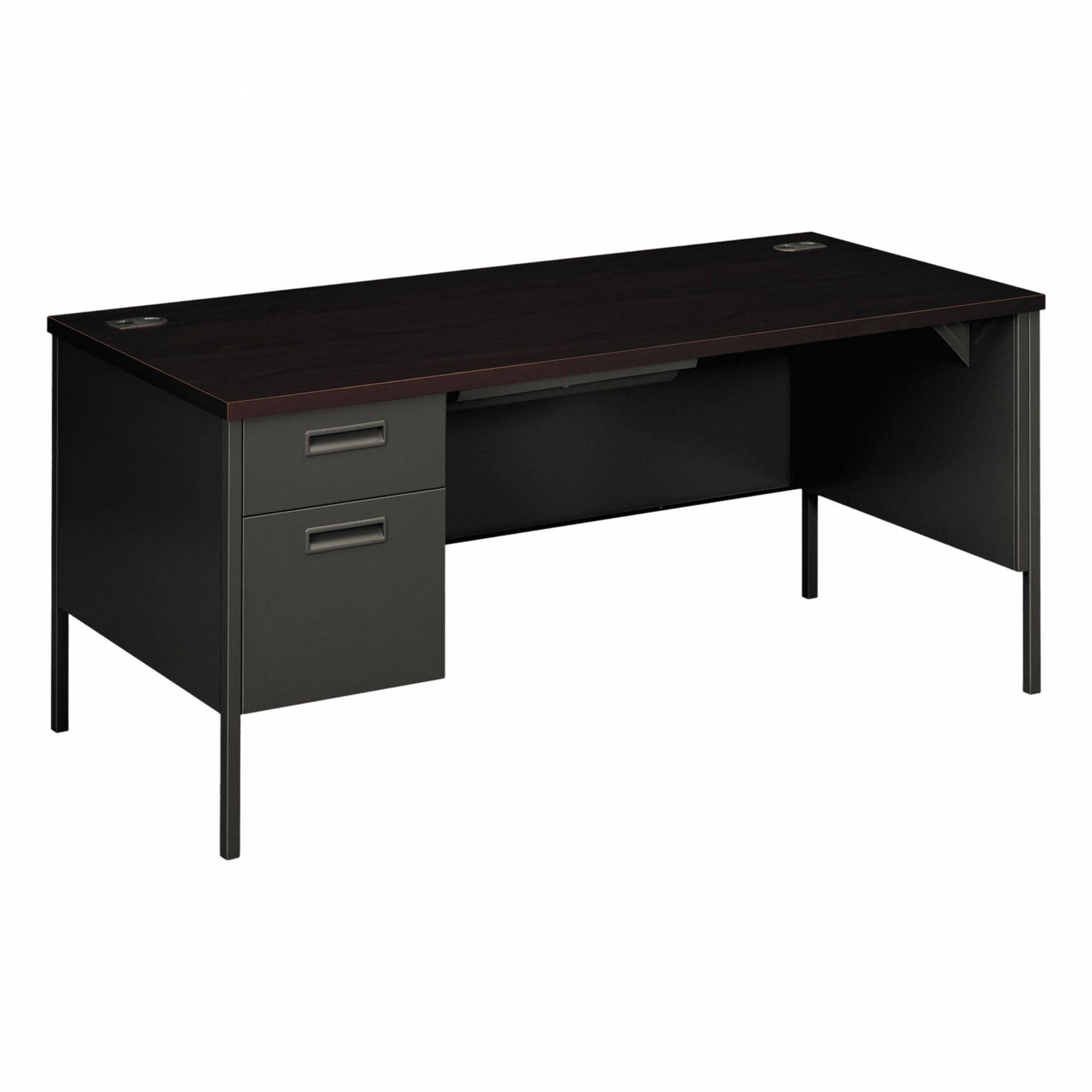 HON, Laminate, Charcoal/Mahogany, Single Pedestal Desk - 864FM4|HP3266L ...