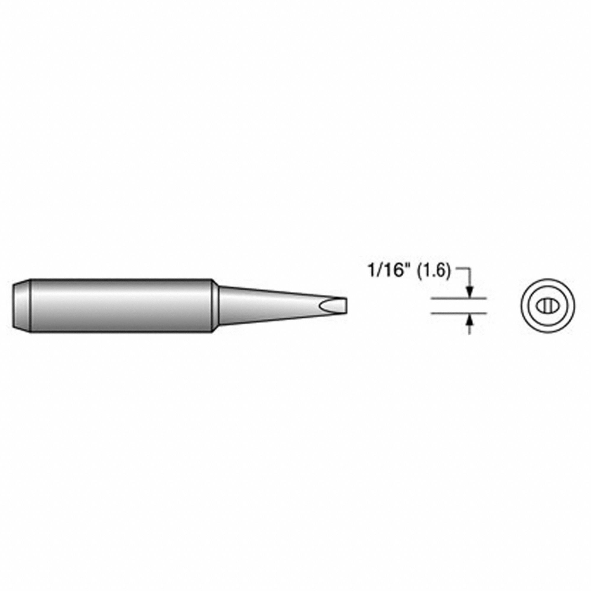 PLATO Soldering Tip: T18 Series, Chisel, 1.6 mm W, 14.5 mm Lg - 6KCF6 ...