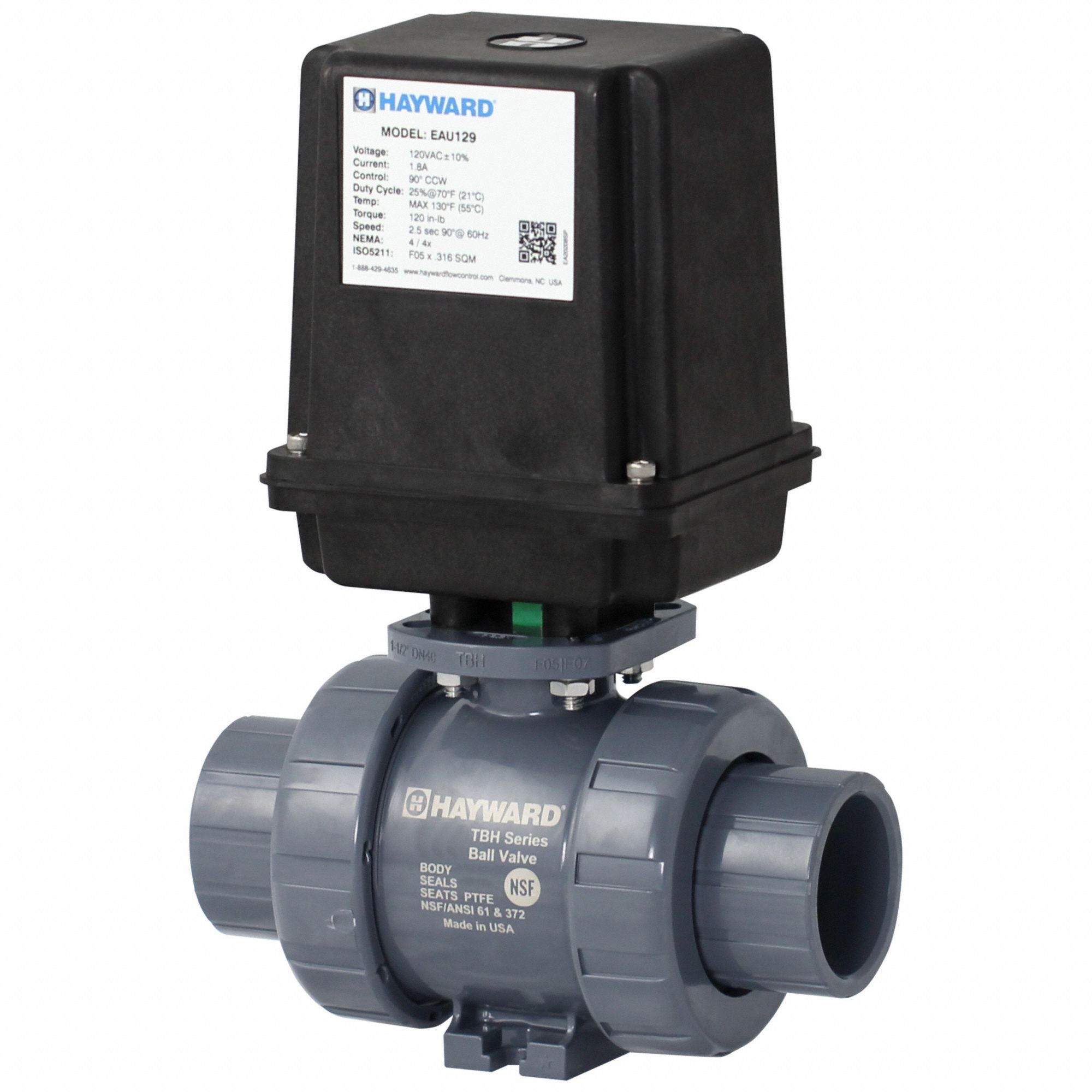HAYWARD FLOW CONTROL, 2 in, PVC, Electrically Actuated Two-Way Ball ...