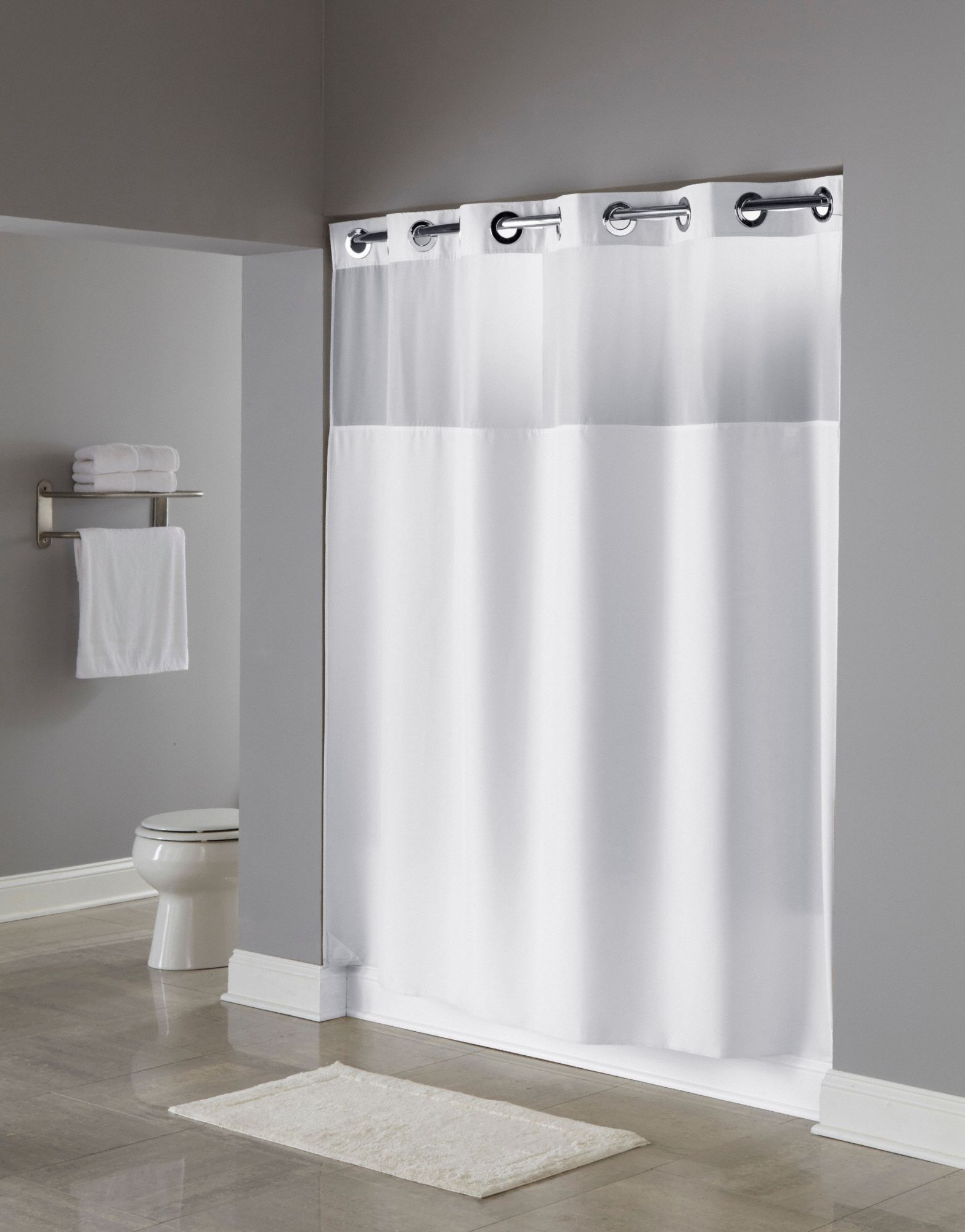 HOOKLESS, HBH40PLW01, Plastic, Polyester white curtain,71x74 - 808ZP1 ...