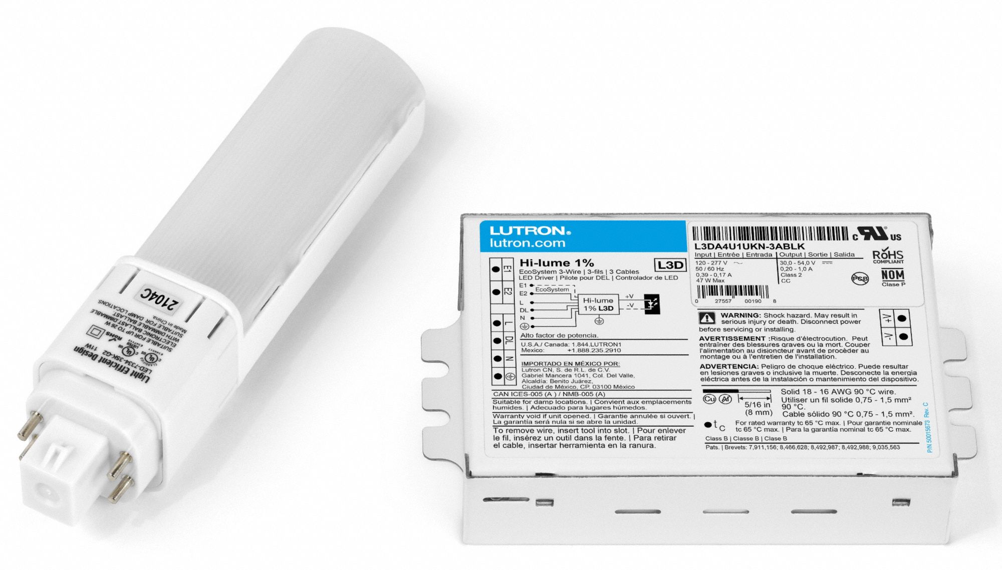 LUTRON, Hi-Lume 3-Wire, CFL, Retrofit Kit - 806PH5|3LDHCF-1K40-24 ...