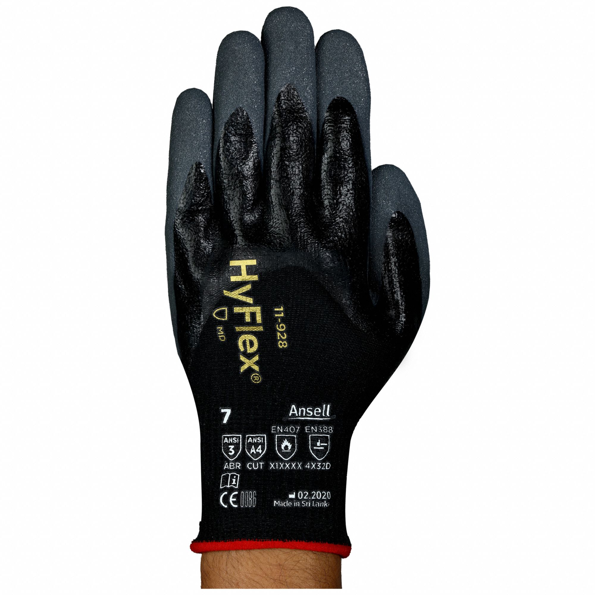 HYFLEX, M ( 8 ), ANSI Cut Level A4, Coated Gloves - 492U55|11-928 - Grainger