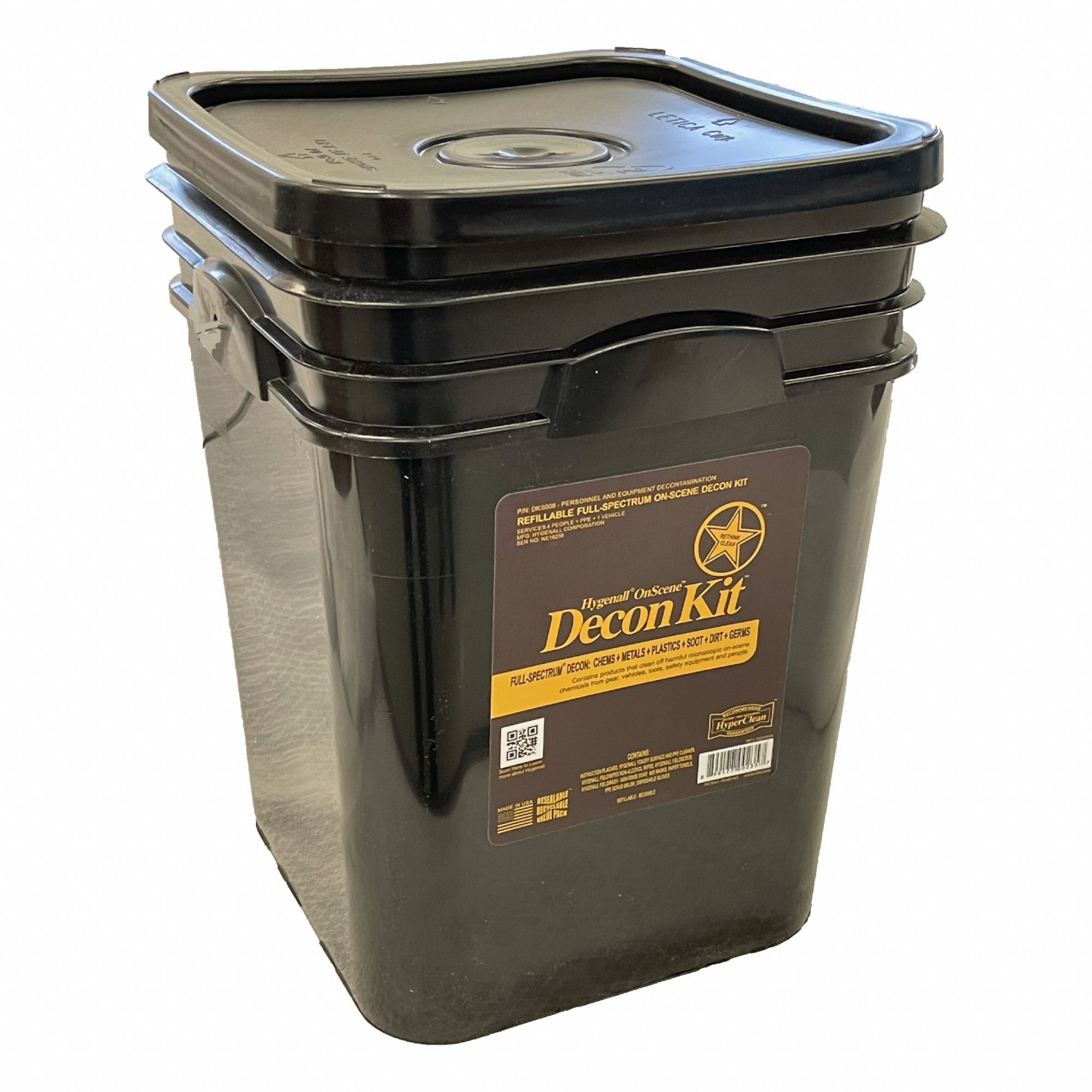 HYGENALL FF DECON, 15 in x 12 in x 12 in, Cloth/Liquids/Plastic ...
