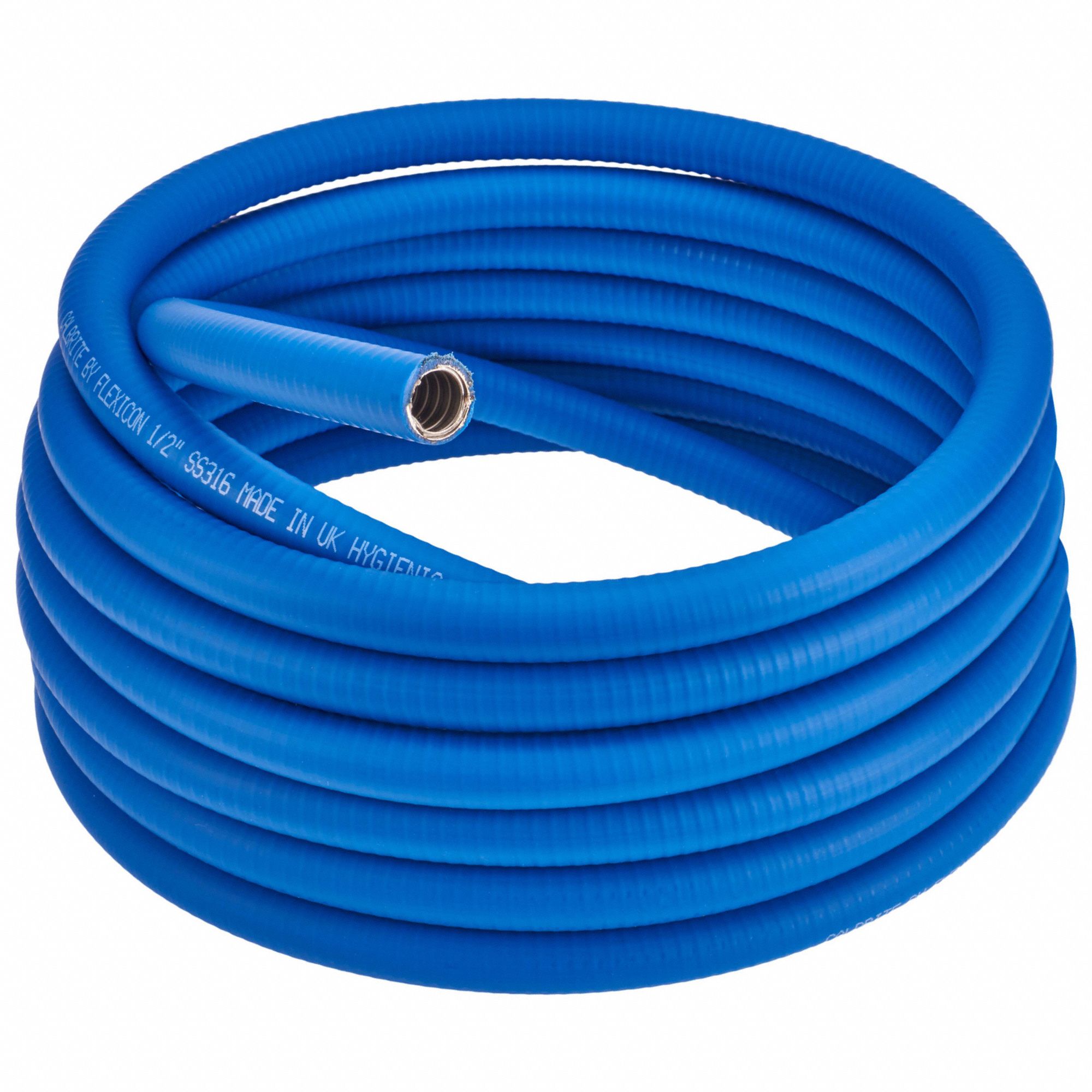 1 1/2 in Trade Size, Blue/White, Hygienic PVC Coated Flex Conduit ...