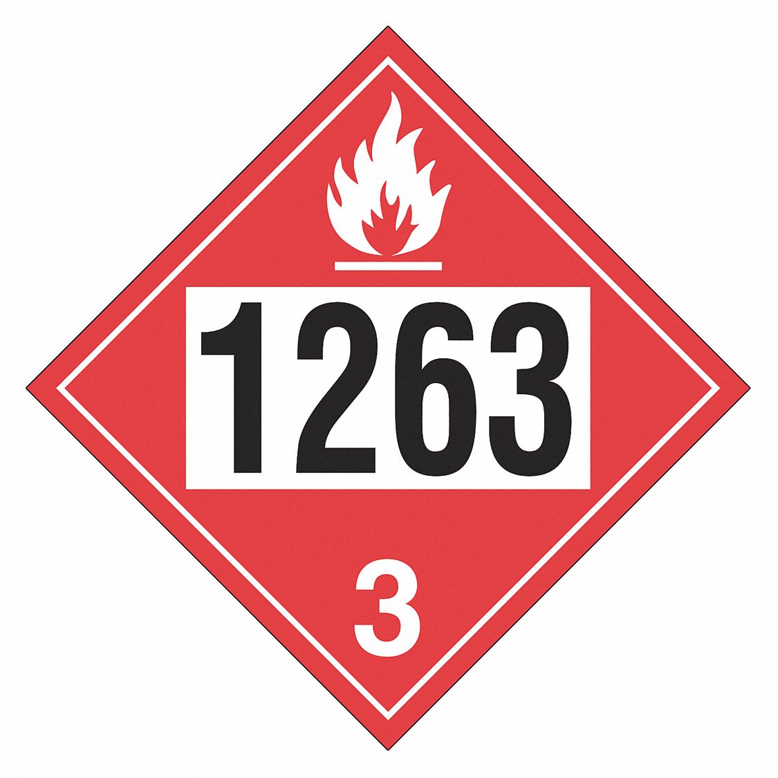 INCOM MANUFACTURING VEHICLE PLACARD, SELF-ADHESIVE, UN 1263, CLASS 3 ...