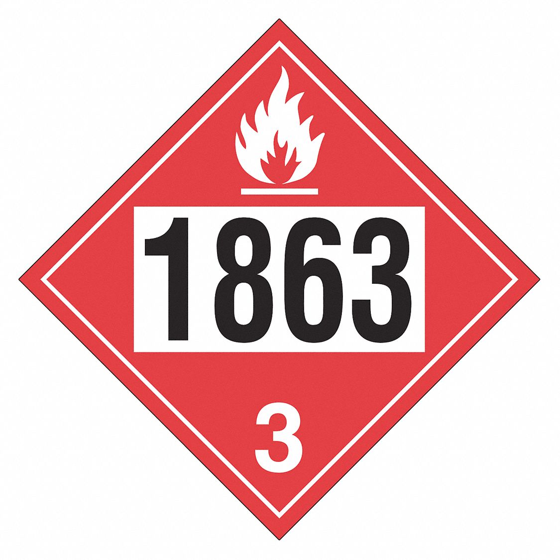 INCOM MANUFACTURING VEHICLE PLACARD, UN 1863, CLASS 3, BLACK/WHITE/RED ...