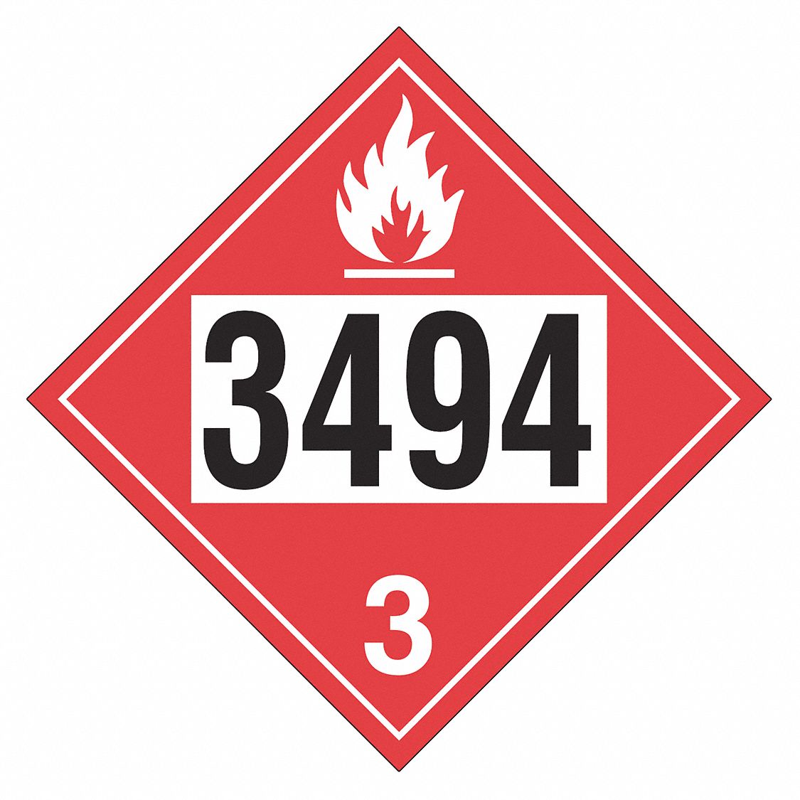 INCOM MANUFACTURING VEHICLE PLACARD, UN 3494, CLASS 3, SELF-ADHESIVE ...