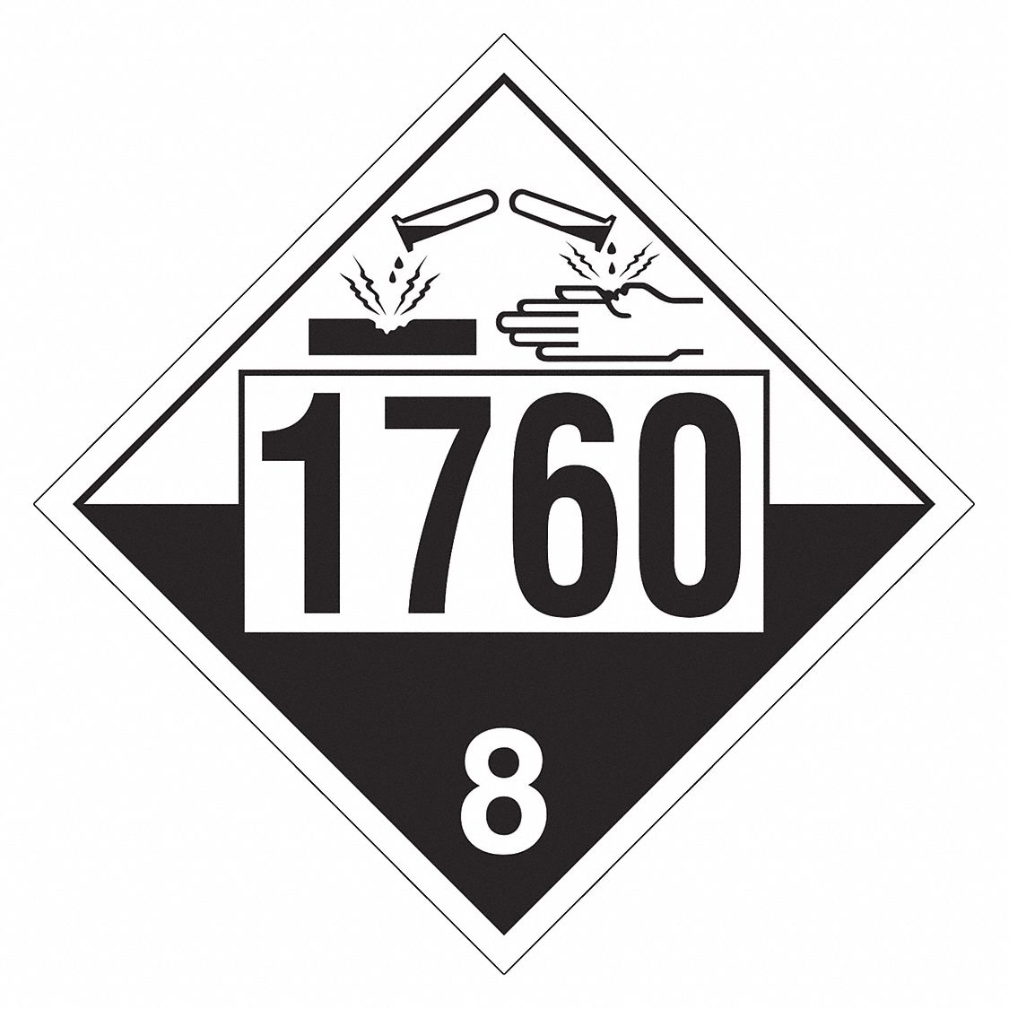 INCOM MANUFACTURING VEHICLE PLACARD, UN 1760, CLASS 8, BLACK/WHITE ...